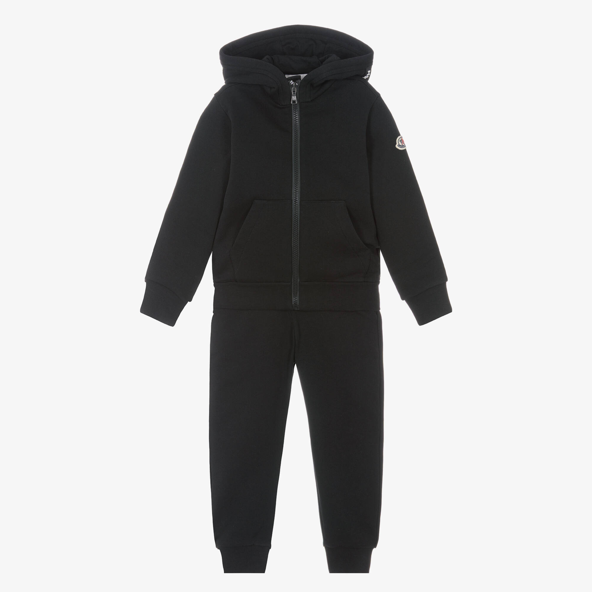 Moncler Enfant - Boys Black Cotton Zip-Up Tracksuit | Childrensalon