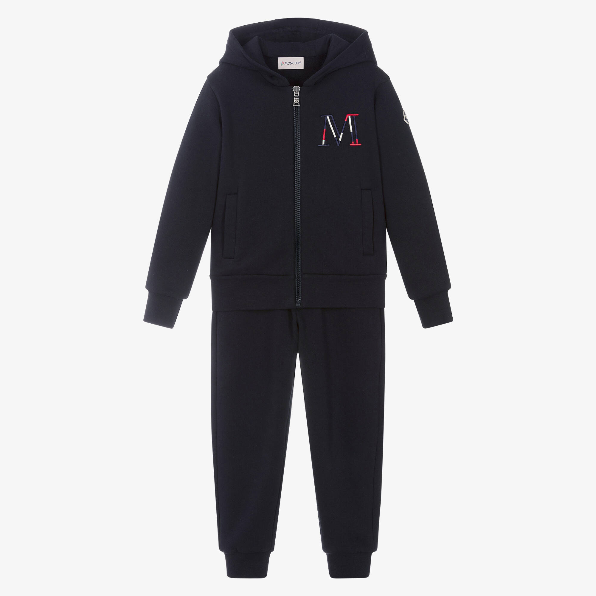 Moncler Enfant - Boys Blue Cotton Embroidered Logo Tracksuit ...