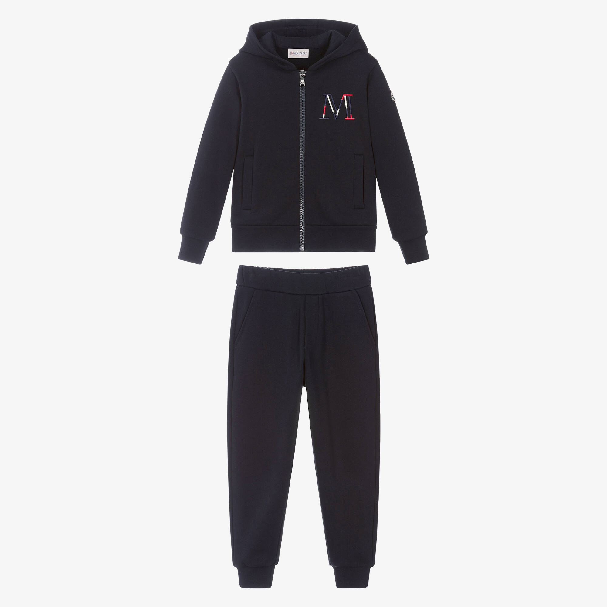 Moncler Enfant - Boys Blue Cotton Embroidered Logo Tracksuit ...