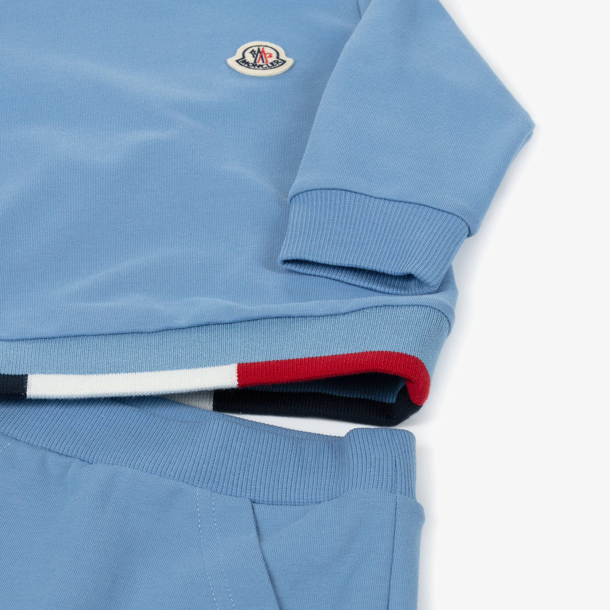 Moncler Enfant - Boys Blue Cotton Tricolour Trim Tracksuit | Childrensalon