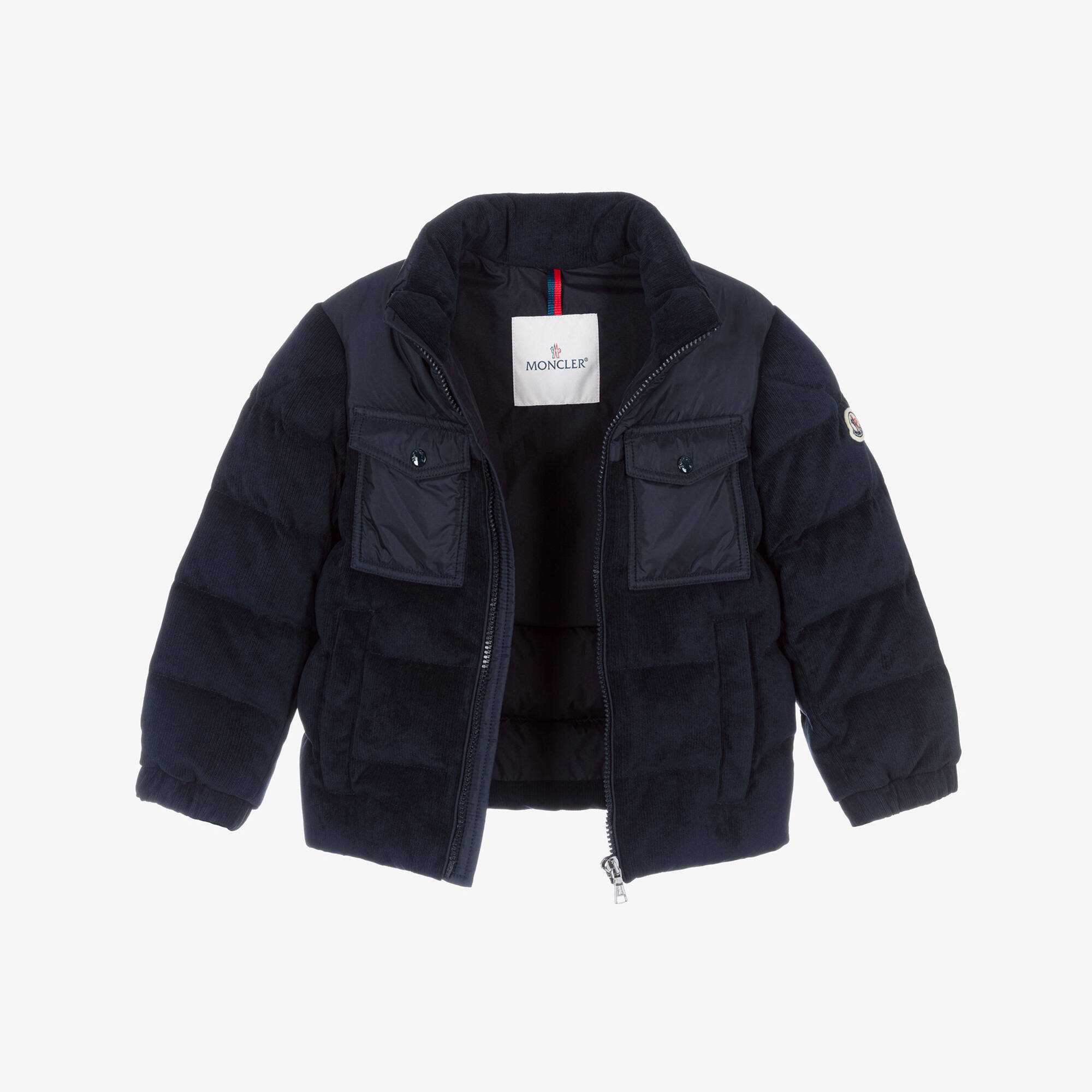 Moncler Enfant - Boys Navy Blue Needlecord Camul Puffer Jacket ...