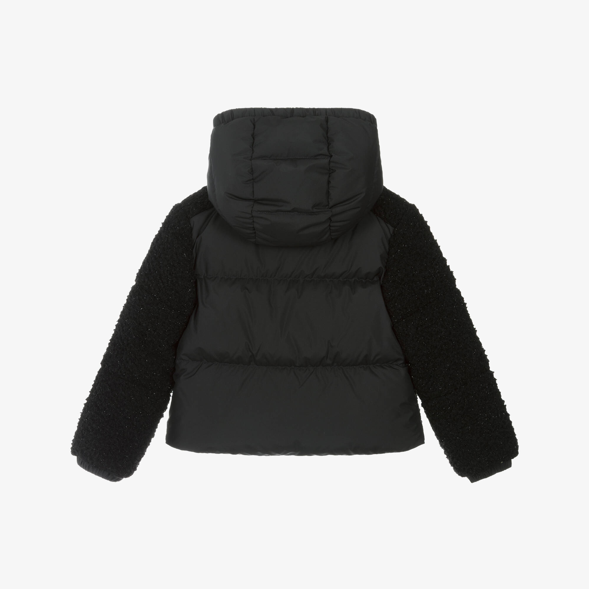 Moncler Enfant - Girls Black Satin & Sparkle Fleece Down Puffer Jacket ...