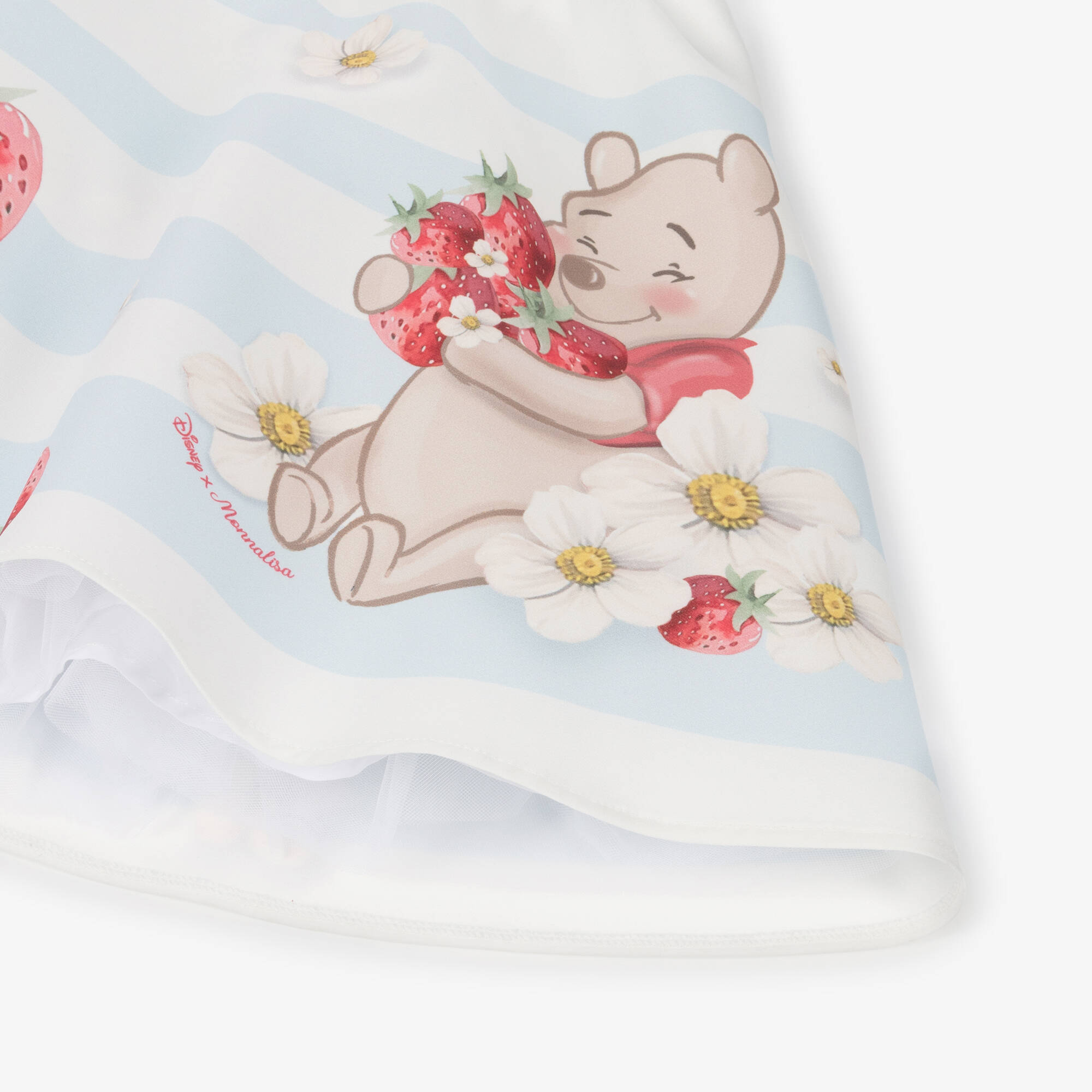 Monnalisa - Girls White & Pale Blue Winnie The Pooh Dress | Childrensalon