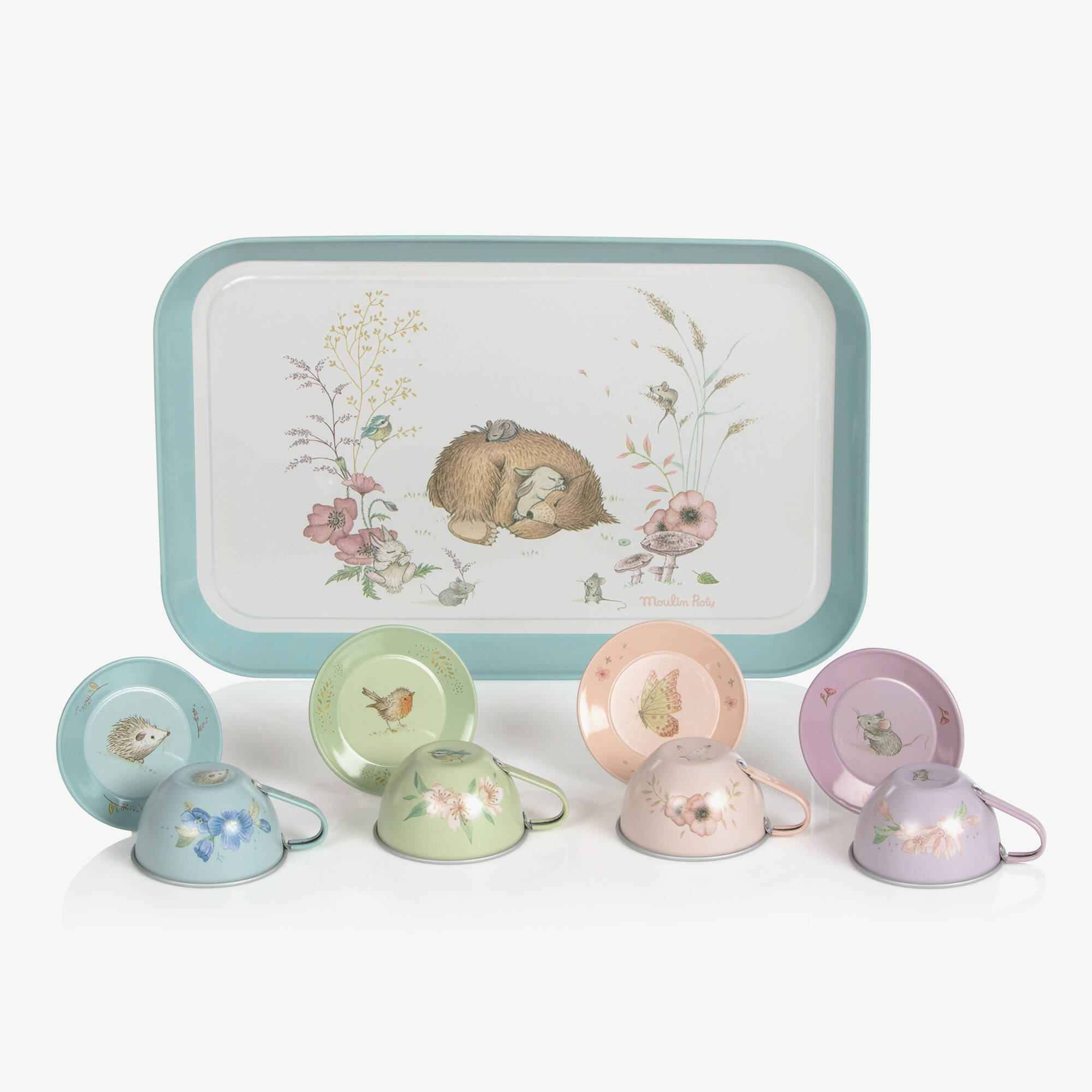 Moulin Roty - Pale Pink Metal Tea Set (29cm) | Childrensalon