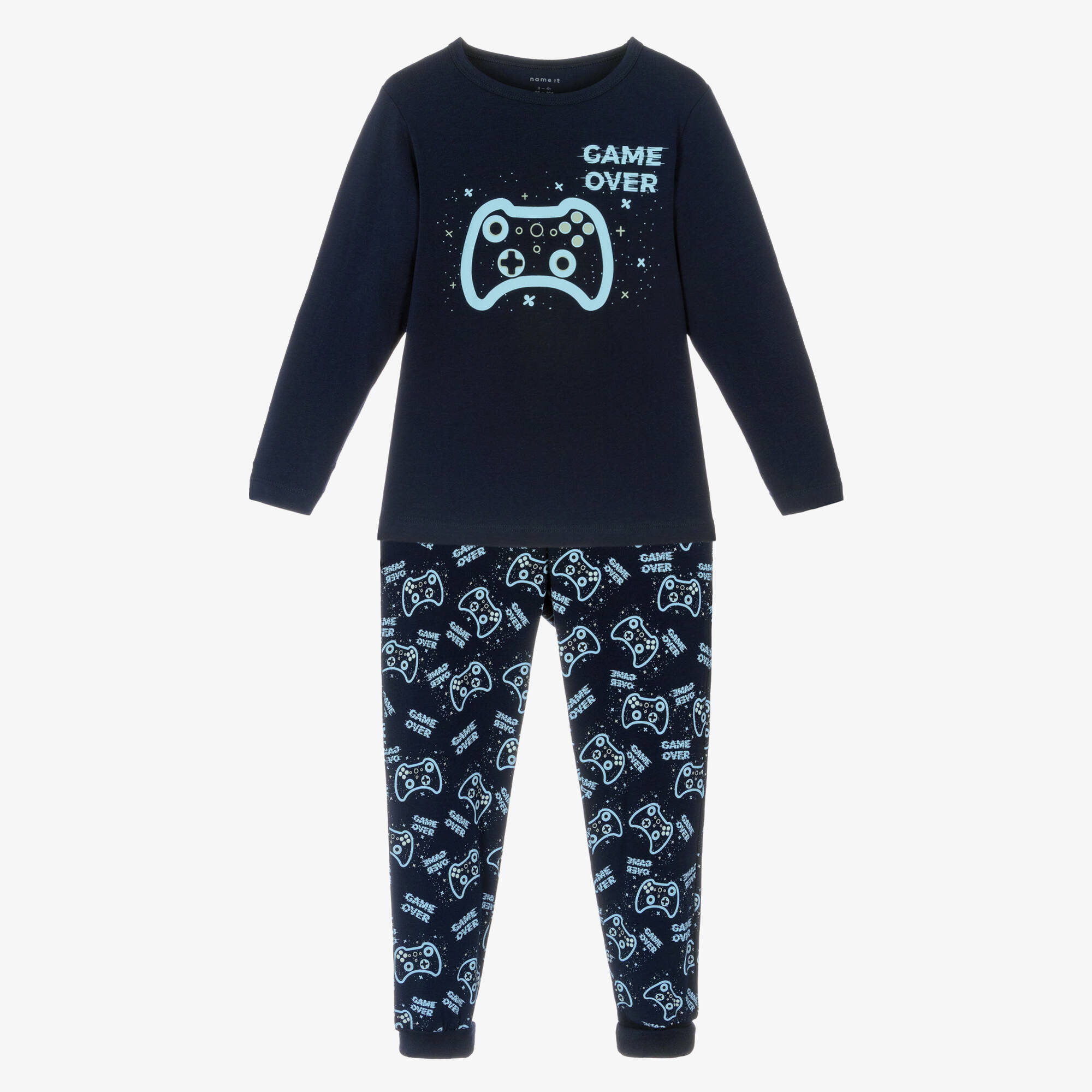 NAME IT - Boys Navy Blue Cotton Gamer Pyjamas | Childrensalon