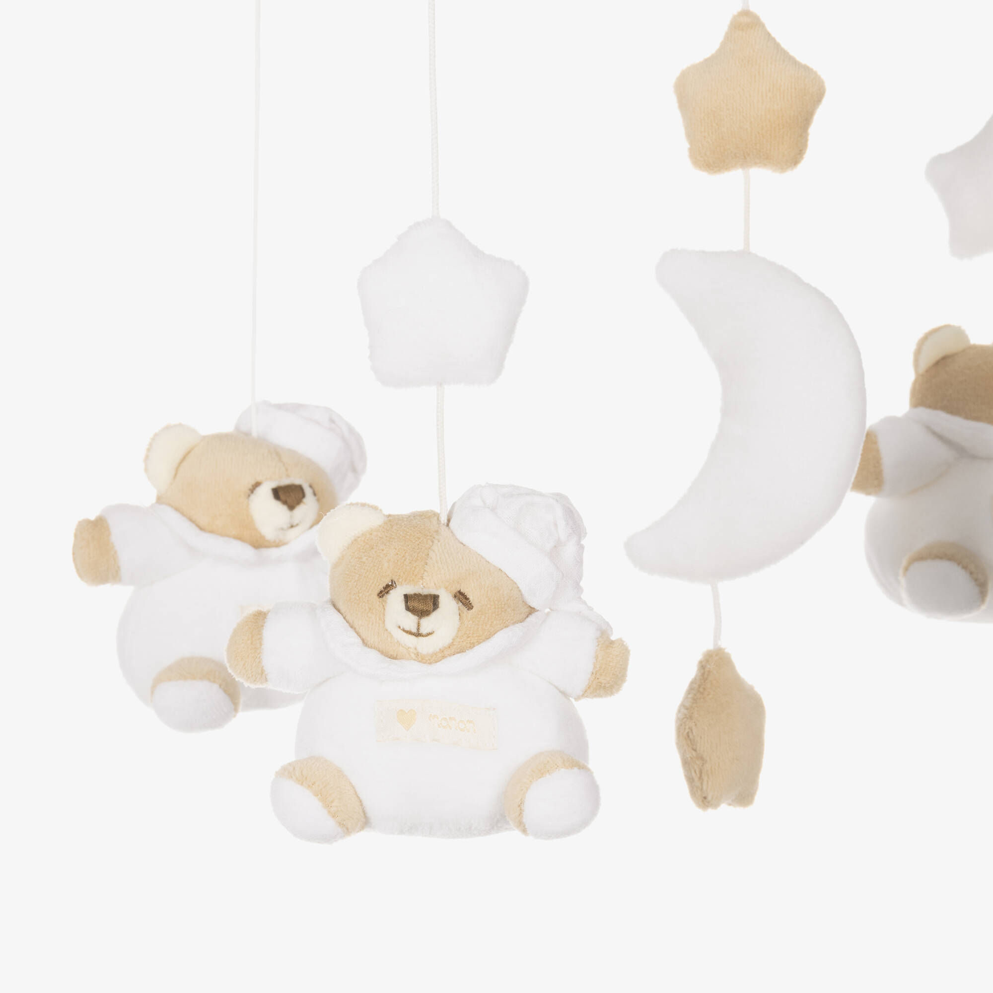 Nanán - White Teddy Bear Musical Cot Mobile (40cm) | Childrensalon
