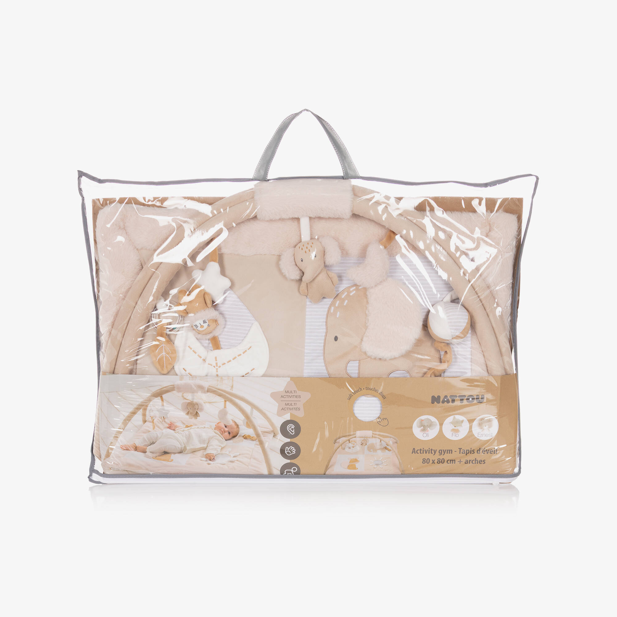 Nattou - Baby Beige Activity Playmat with Arch (80cm) | Childrensalon