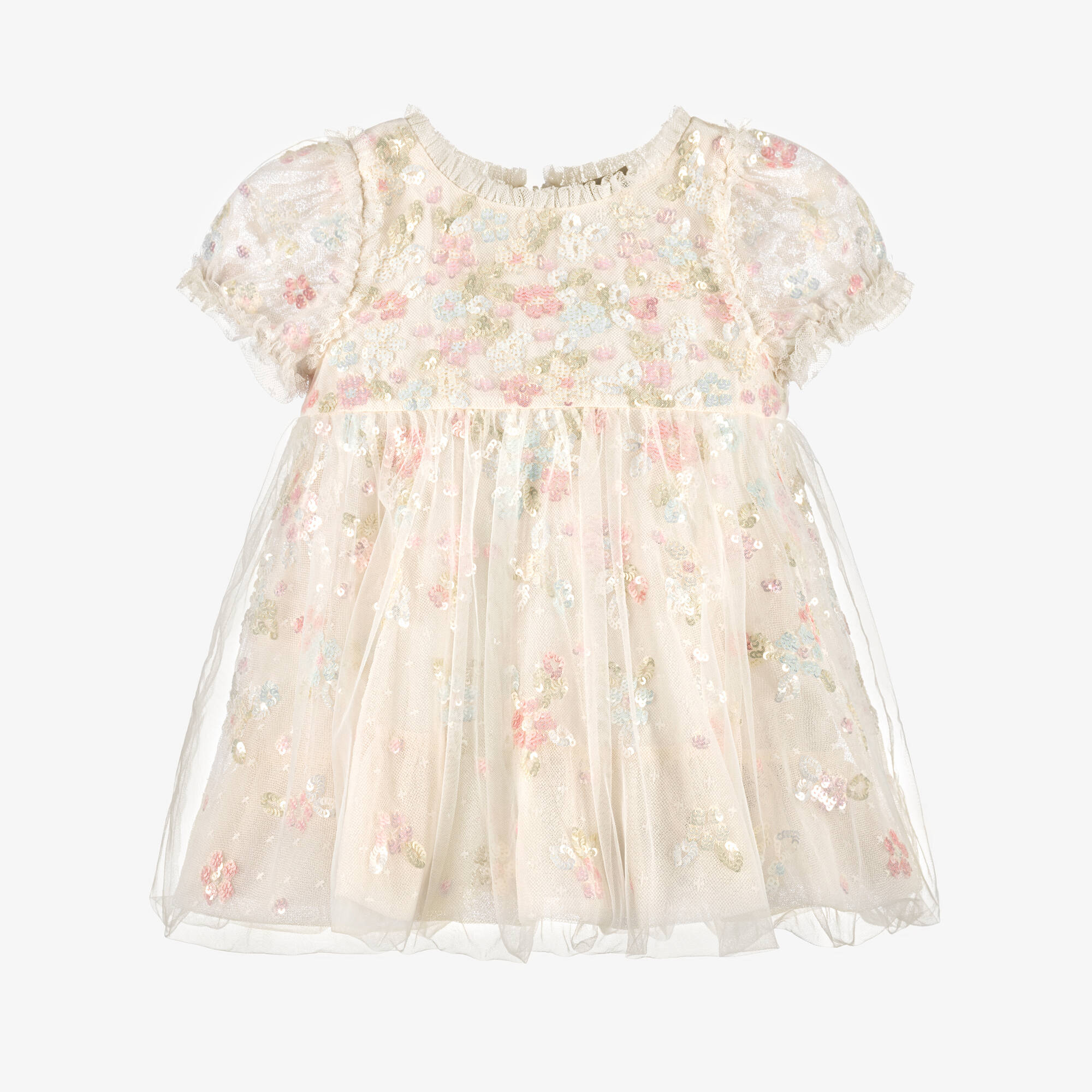 Needle & Thread - Baby Girls Ivory Sequinned Tulle Dress | Childrensalon