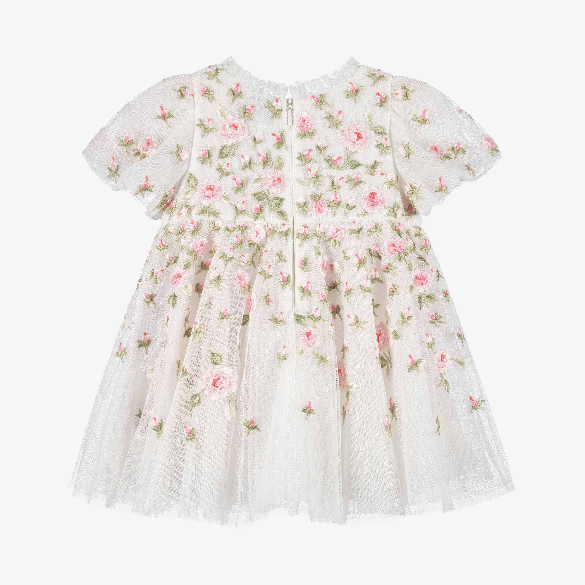 Needle & Thread - Baby Girls White Tulle Dress with Pink Floral ...