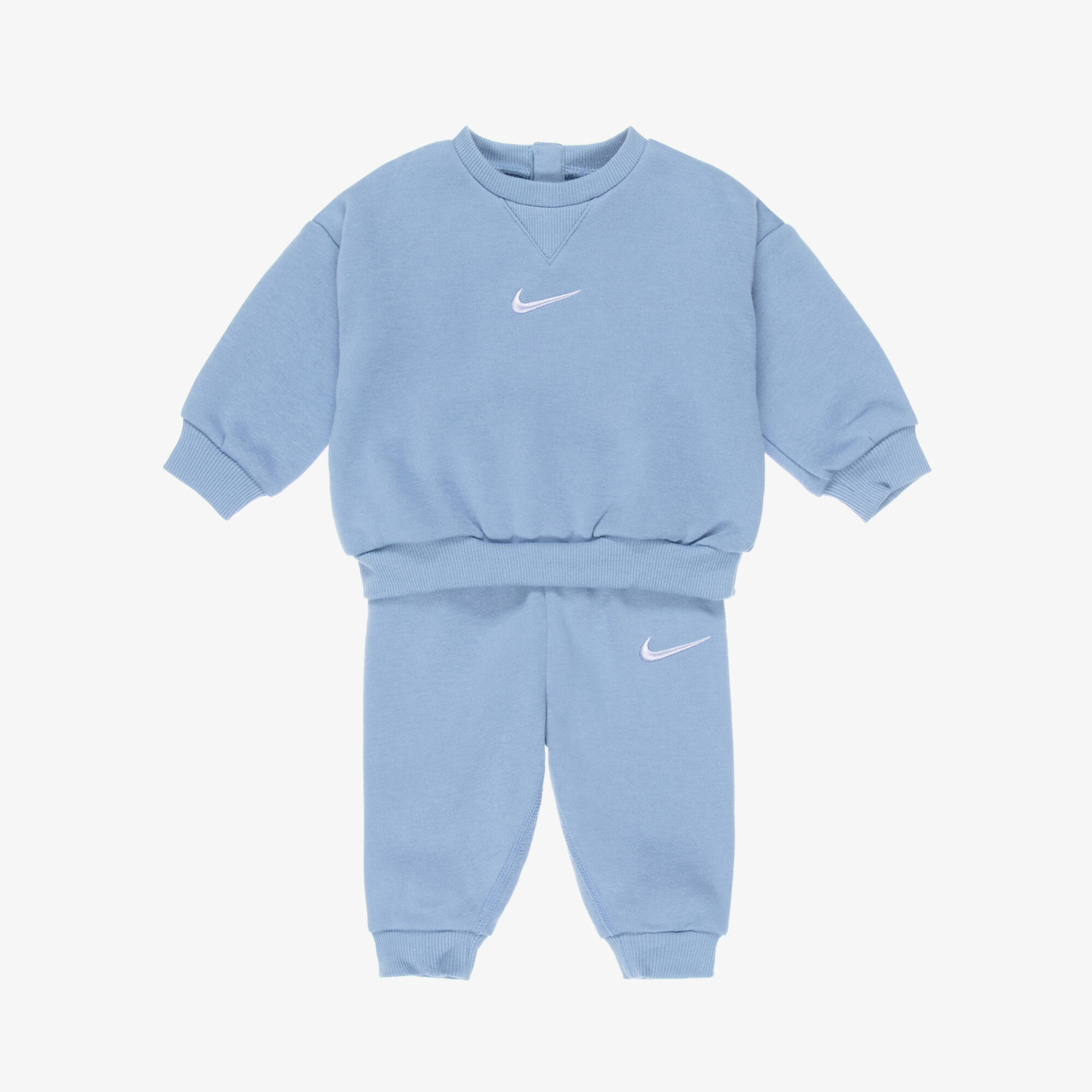 Nike - Pale Blue Cotton Baby Tracksuit with Swoosh Logos | Childrensalon