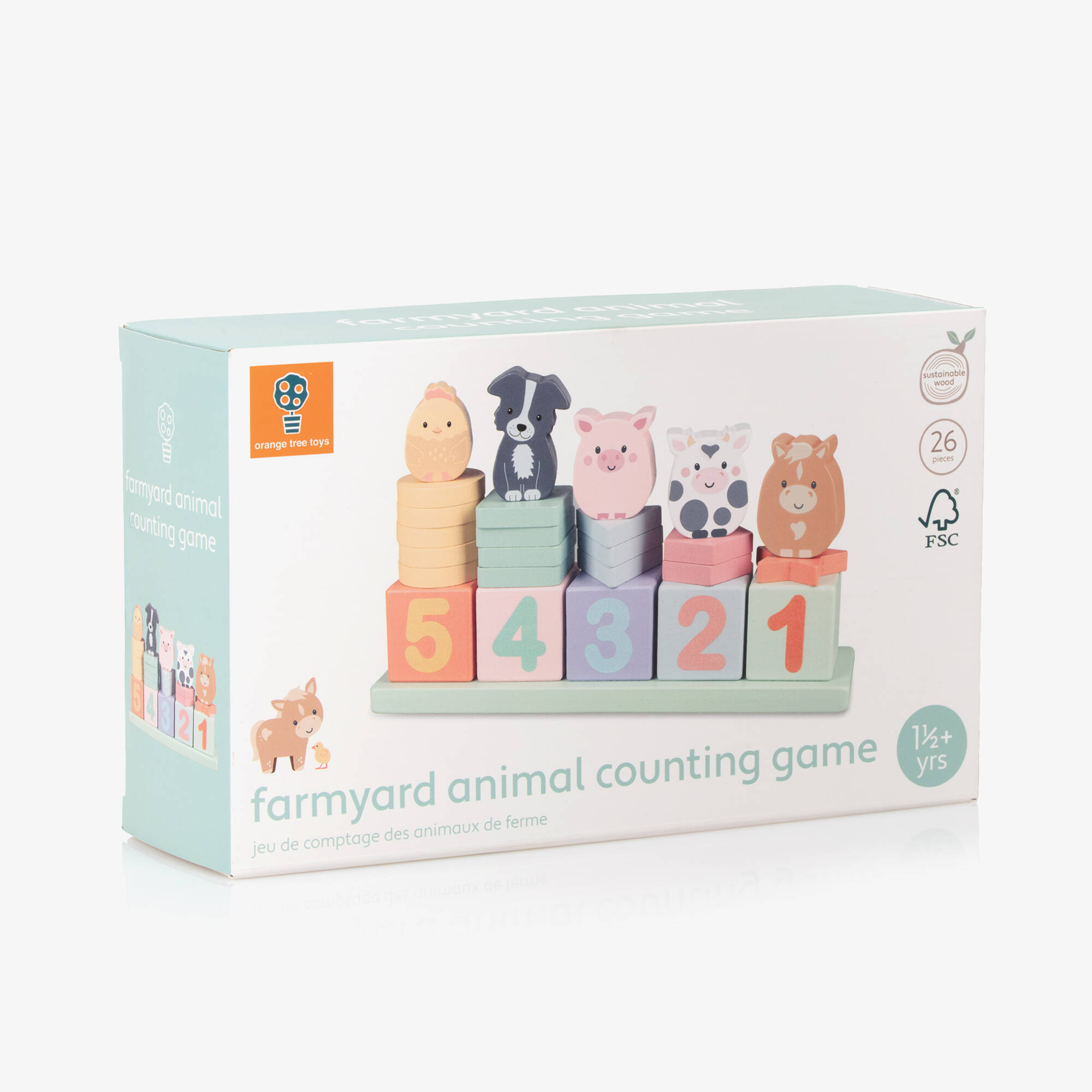 Orange Tree Toys - Wooden Farmyard Animal Counting Game (25cm ...