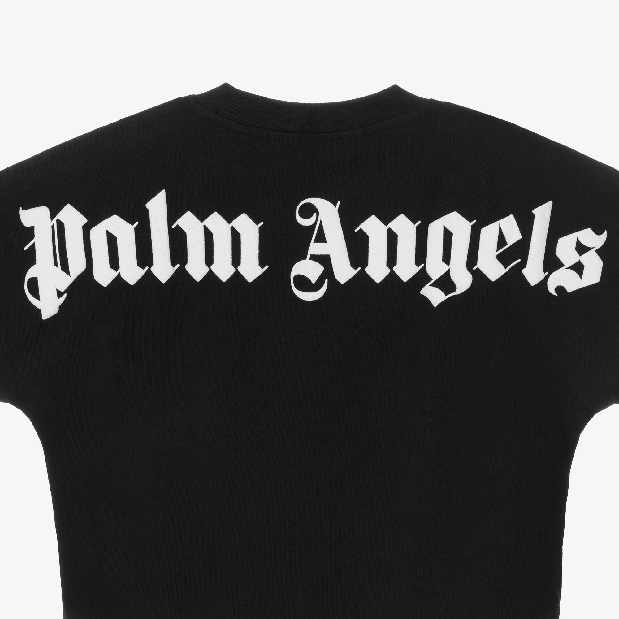 Palm Angels - Black Cotton Crew Neck T-Shirt | Childrensalon