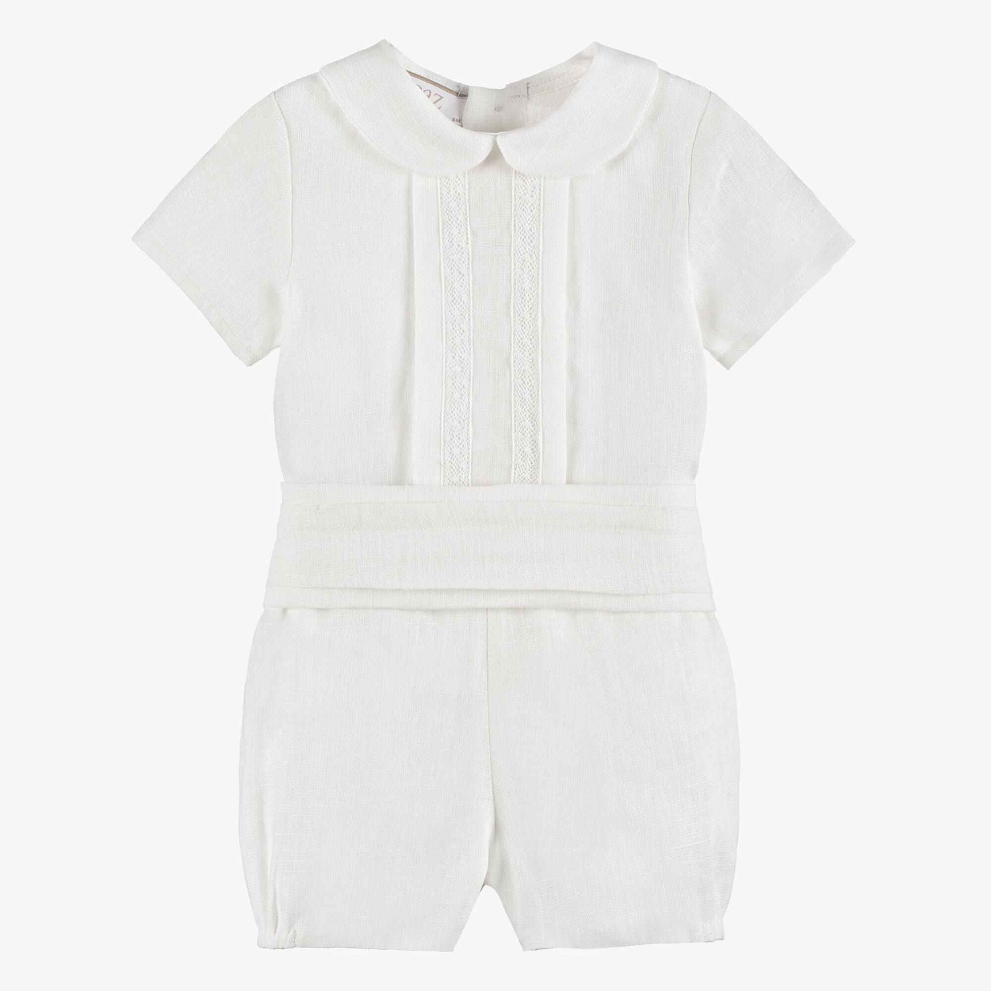 PAZ Rodríguez - Baby Boys Ivory Linen Buster Suit | Childrensalon