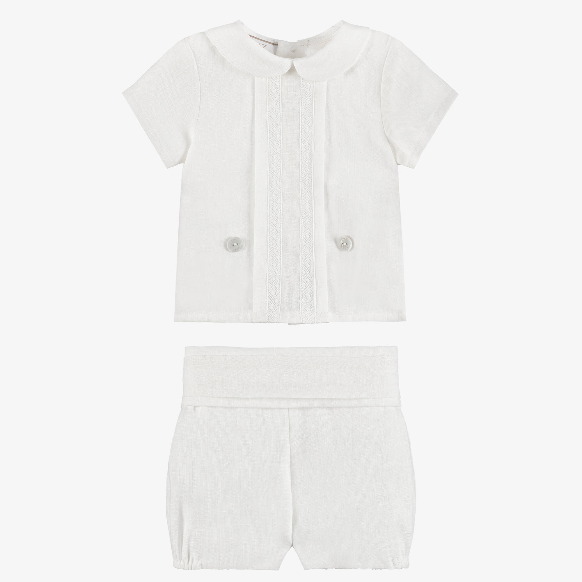PAZ Rodríguez - Baby Boys Ivory Linen Buster Suit | Childrensalon