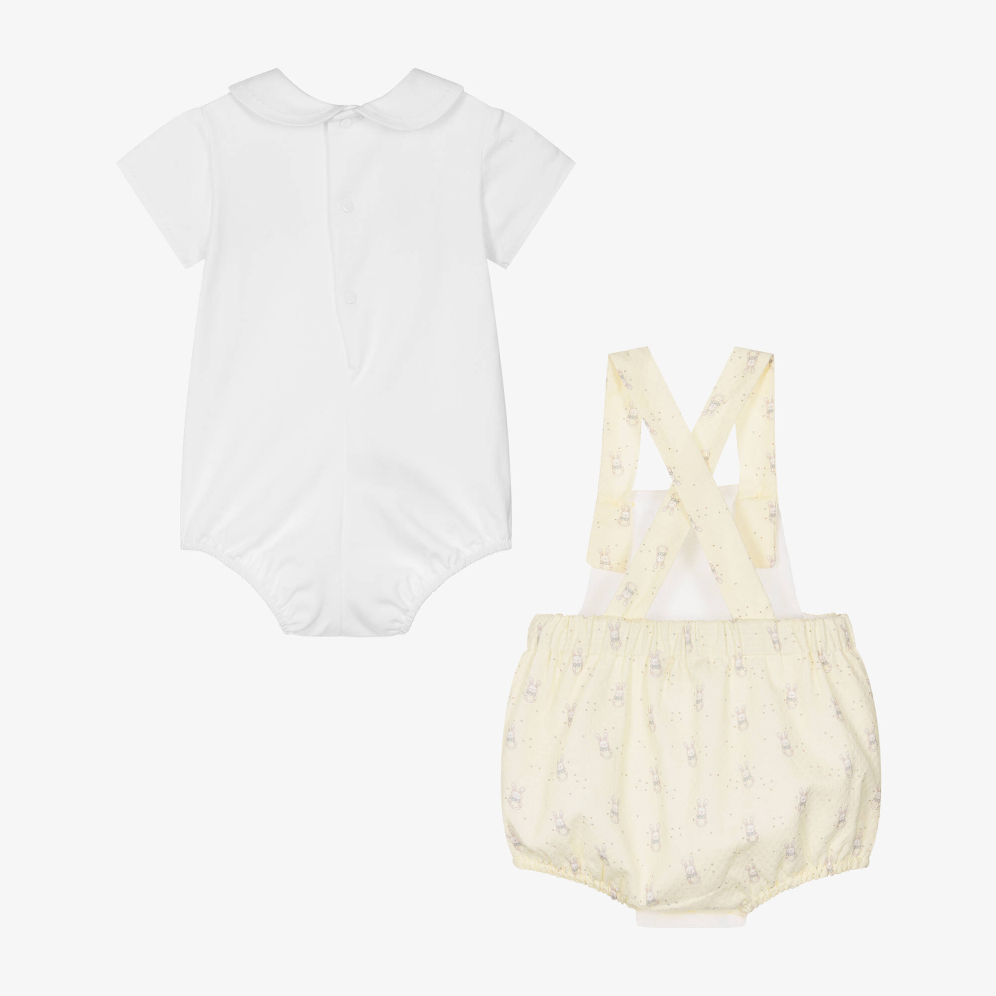 PAZ Rodríguez - Baby Boys Yellow Bunnies Cotton Dungaree Sets ...