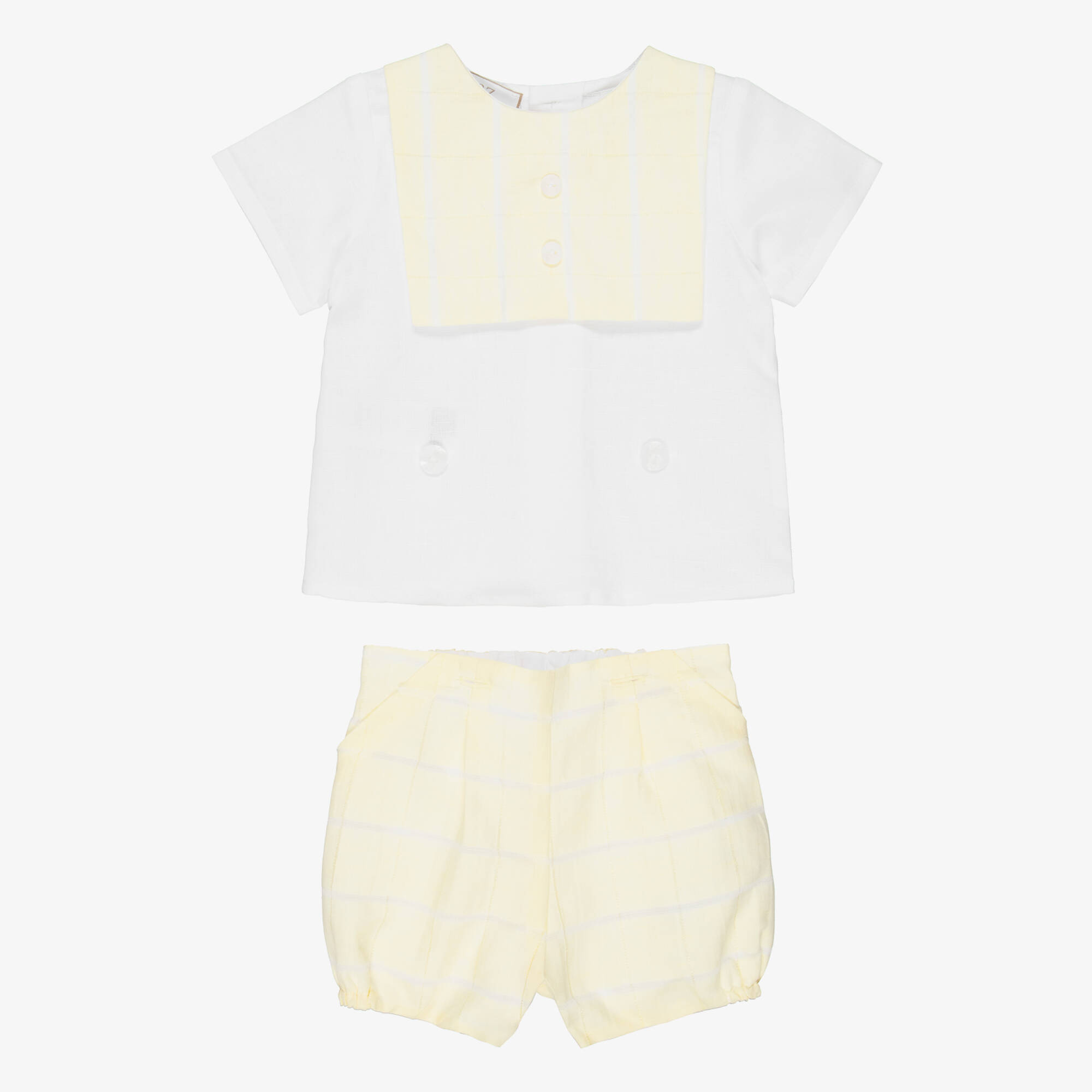 PAZ Rodríguez - Baby Boys Yellow Cotton & Linen Buster Suit | Childrensalon
