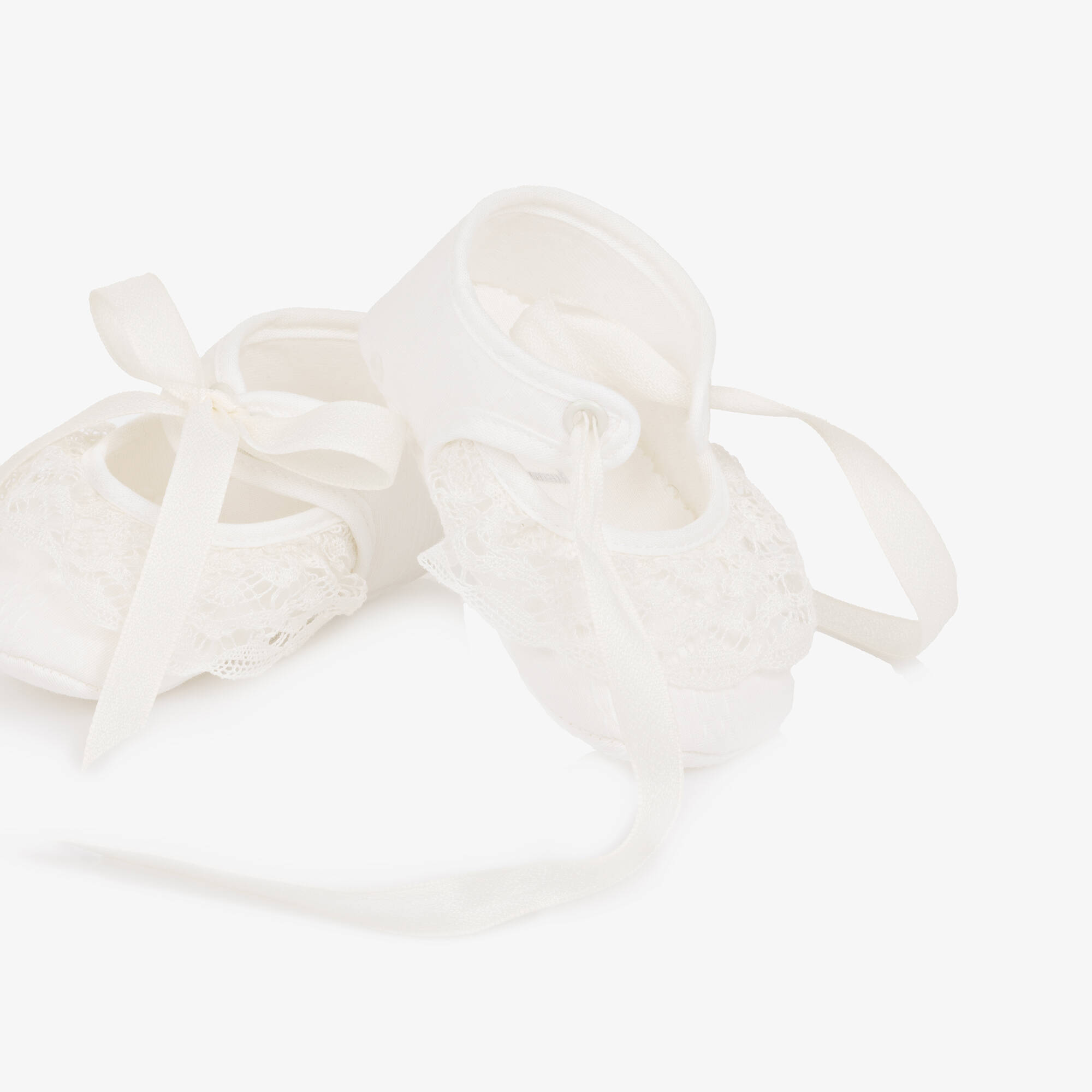 PAZ Rodríguez - Baby Girls Ivory Lace Trimmed Pre-Walkers | Childrensalon