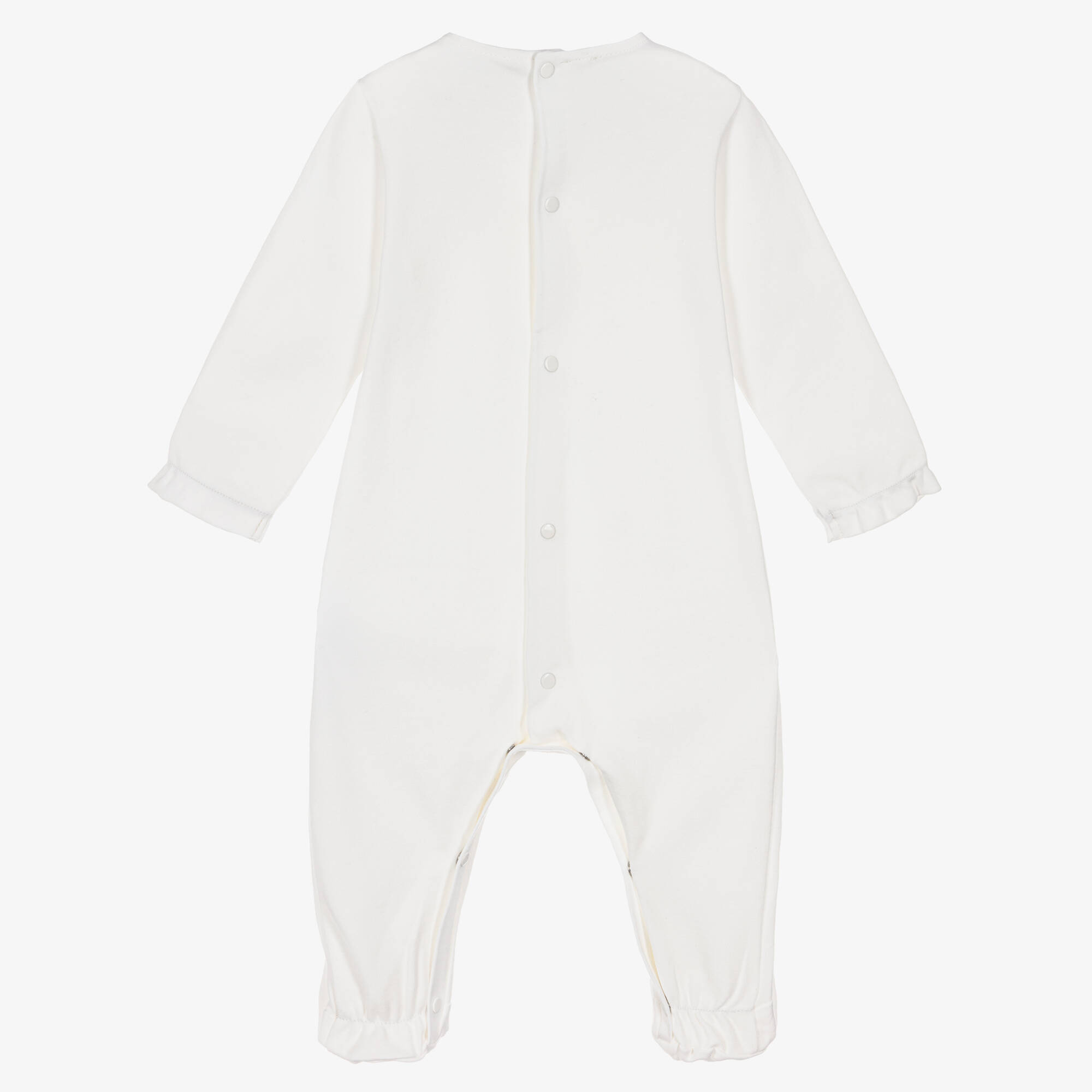 PAZ Rodríguez - Girls Ivory Cotton Jersey Babygrow with Ruffled Trim ...
