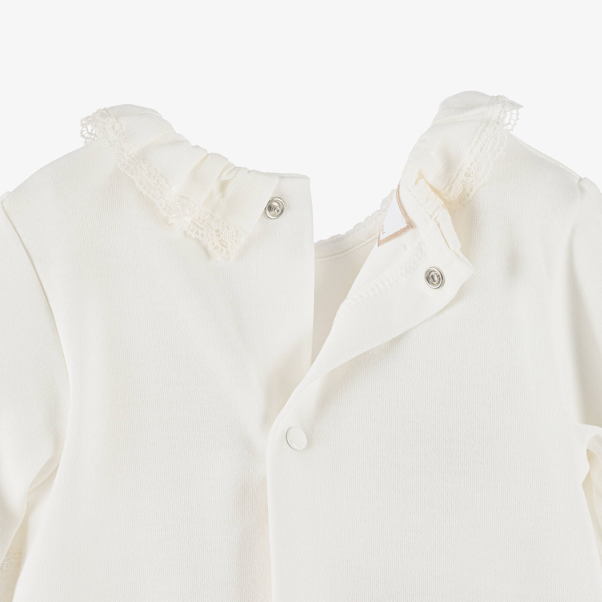 PAZ Rodríguez - Ivory Cotton Jersey Babygrow with Ruffle Collar ...