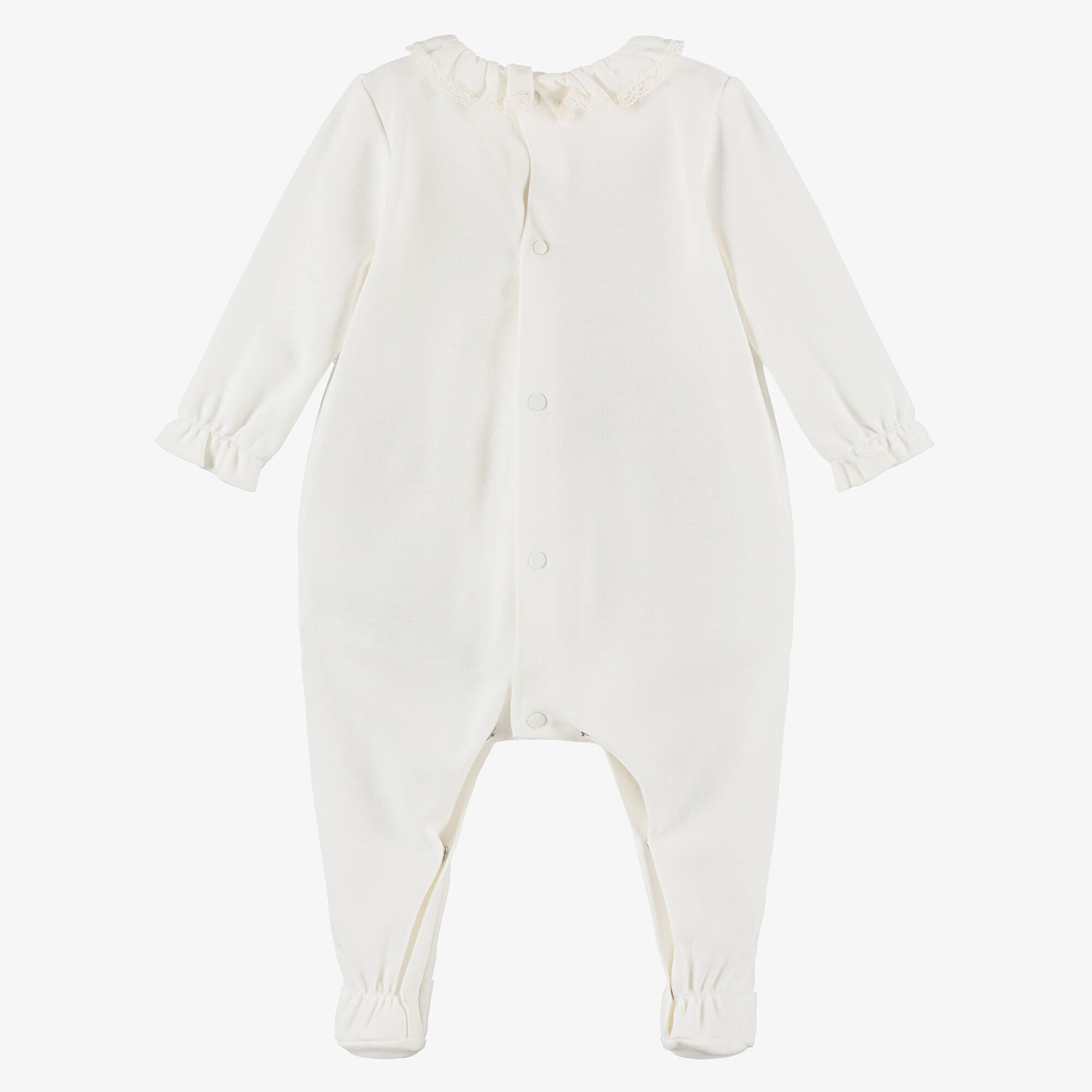 PAZ Rodríguez - Ivory Cotton Jersey Babygrow with Ruffle Collar ...