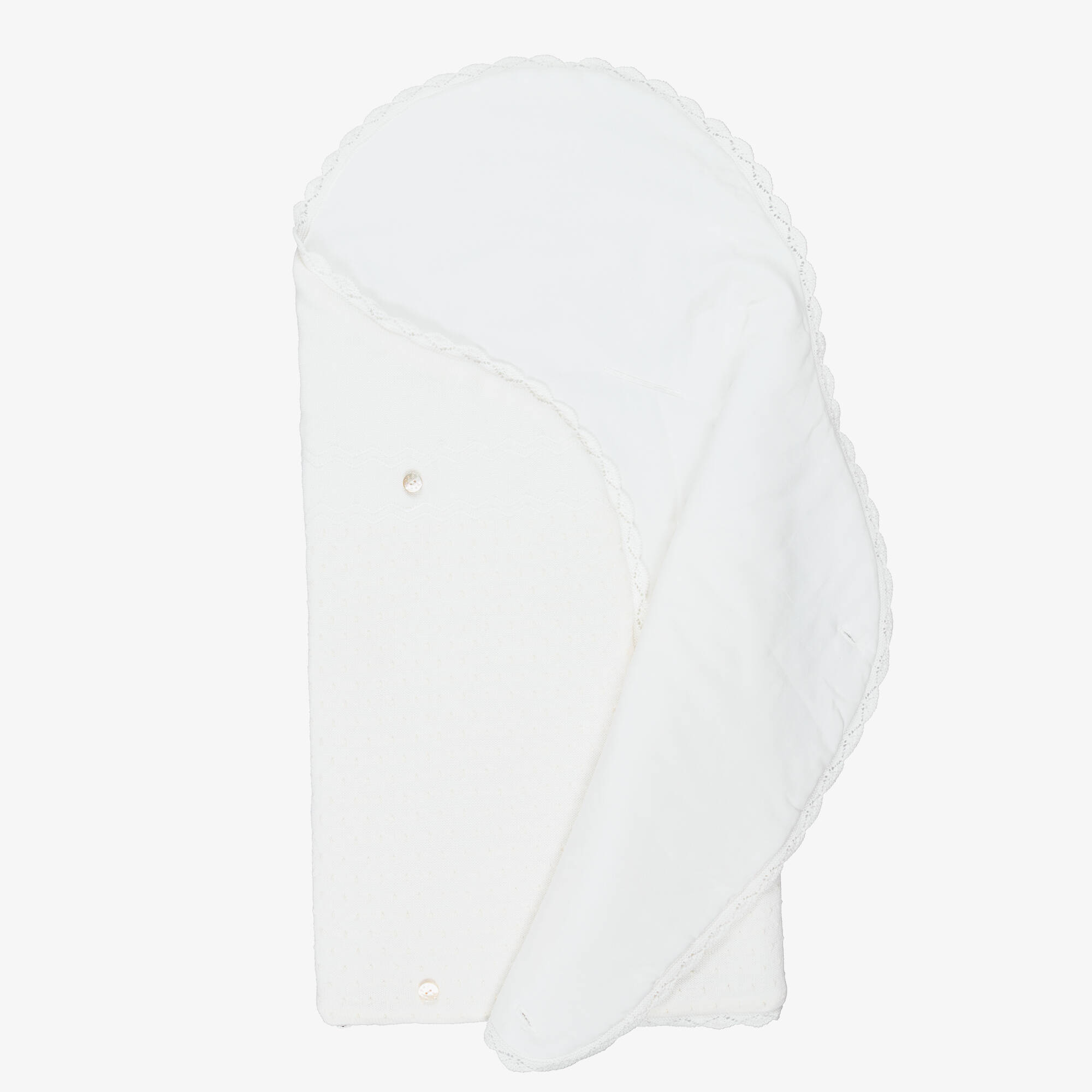 PAZ Rodríguez - Ivory Cotton Knit Baby Nest with Knot Stitch Details ...