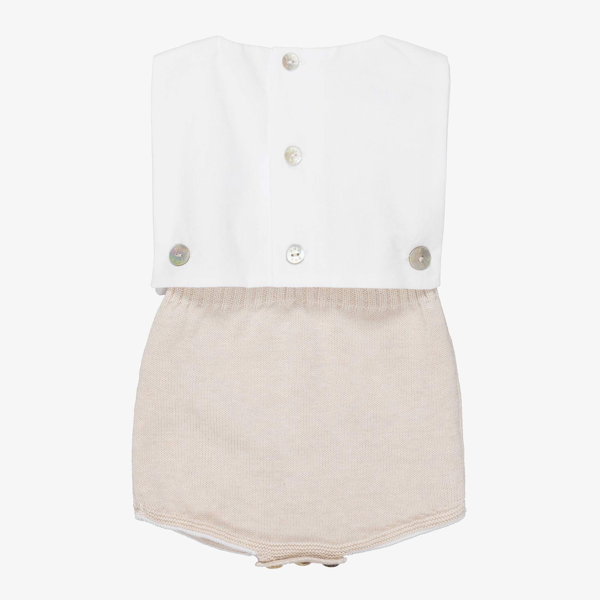 PAZ Rodríguez - White & Beige Cotton Baby Shortie | Childrensalon