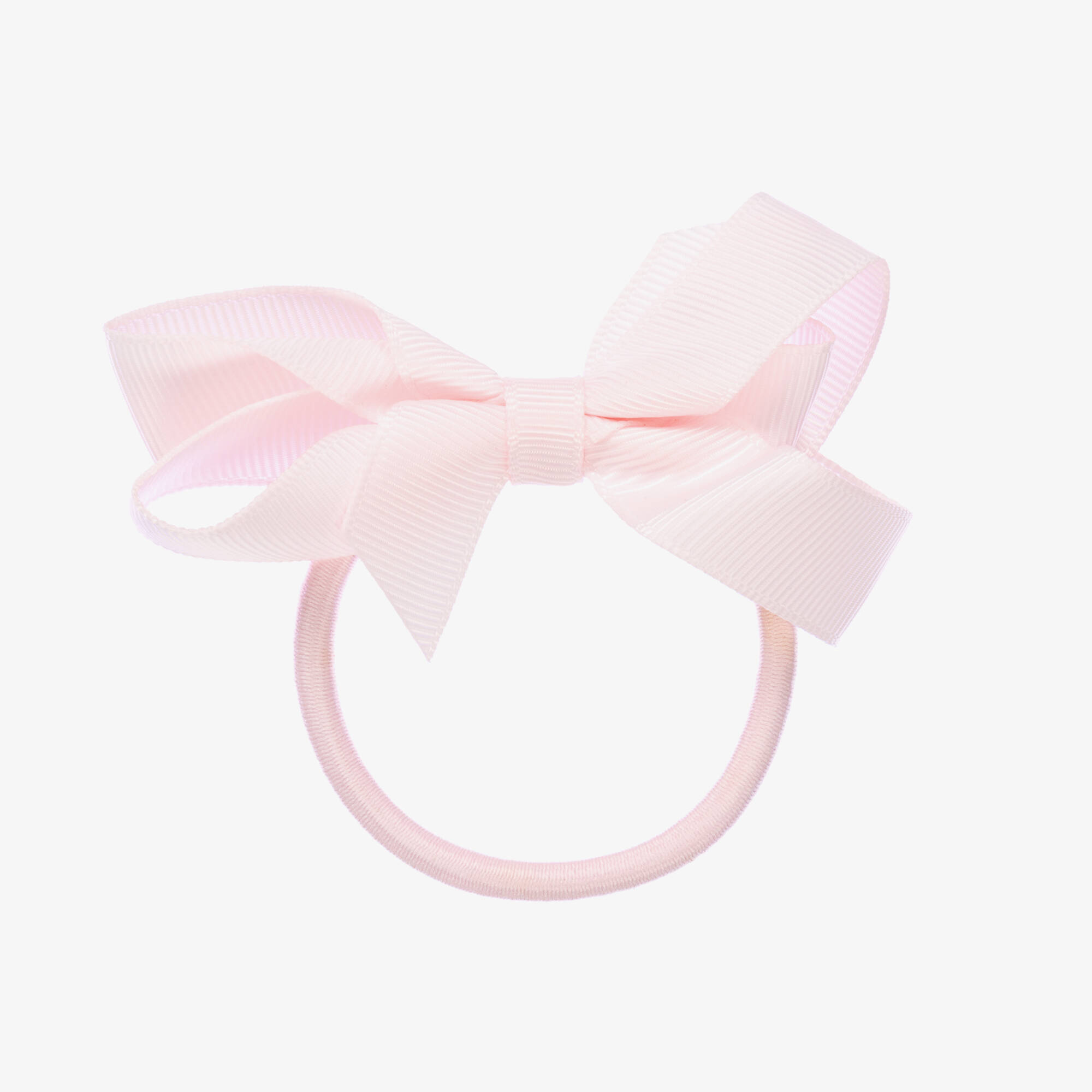 Peach Ribbons - Pale Pink Bow Hair Elastic (7cm) | Childrensalon