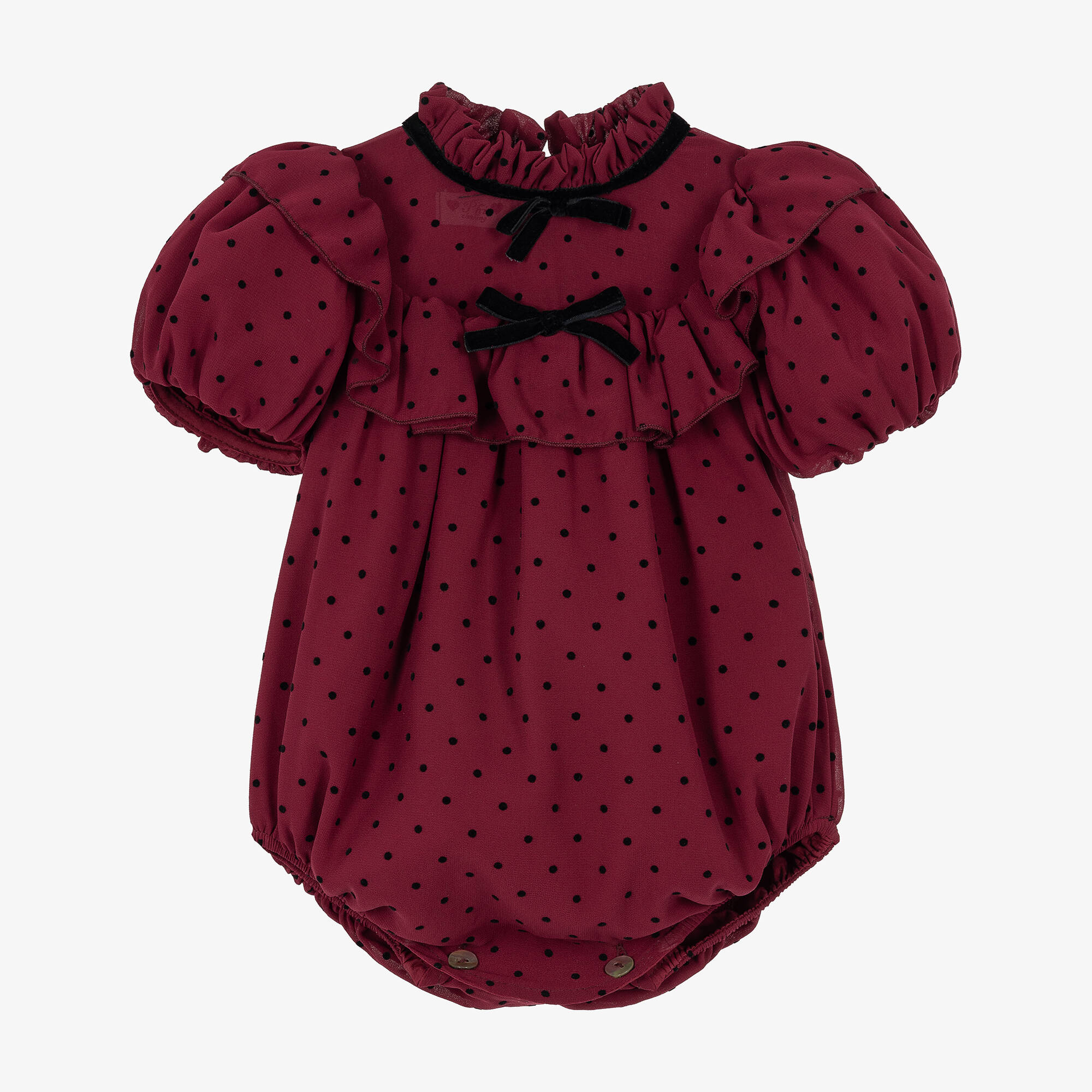 Phi Clothing - Baby Girls Burgundy Polka Dot Chiffon Shortie ...