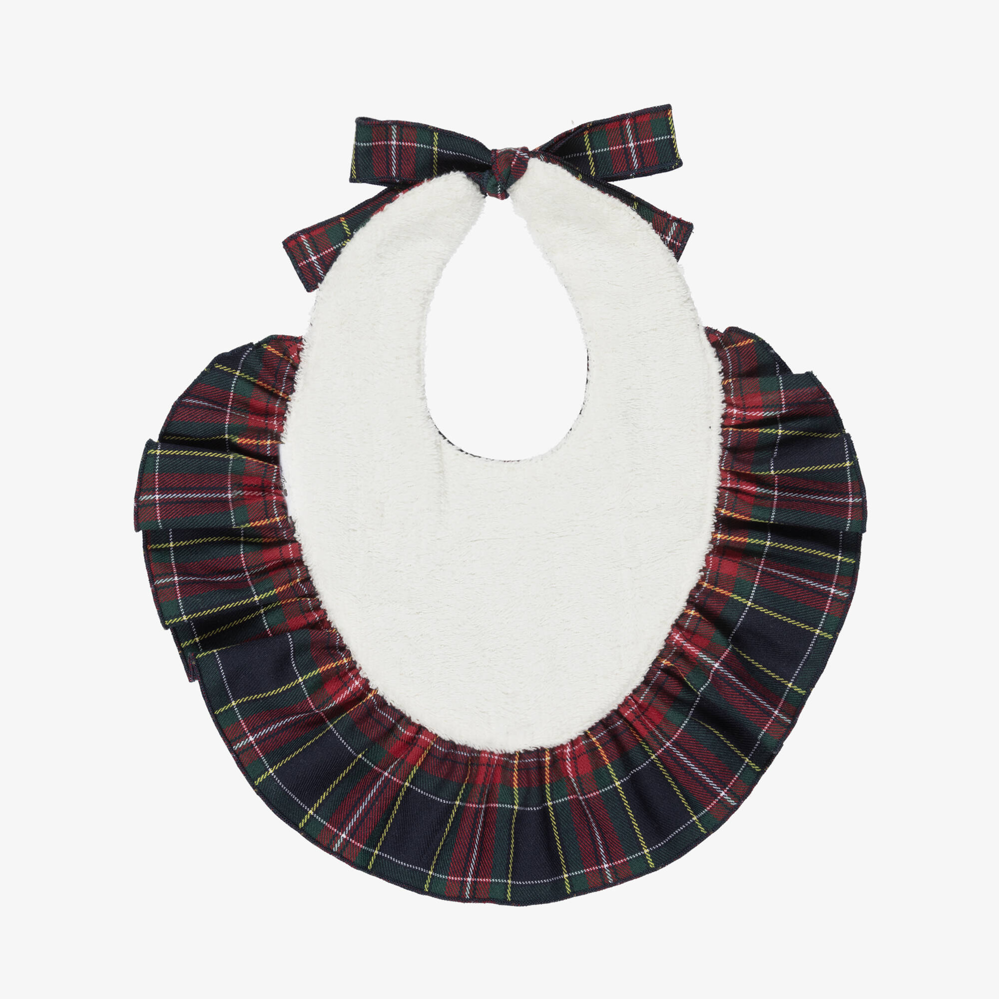 Phi Clothing - Baby Girls Red & Blue Tartan Frilly Bib with Velvet Bow ...
