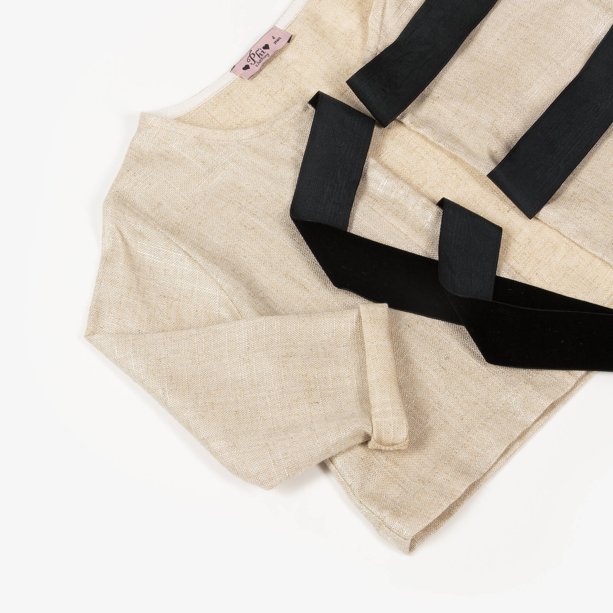 Phi Clothing - Girls Silvery Beige Linen Bow Cardigan | Childrensalon