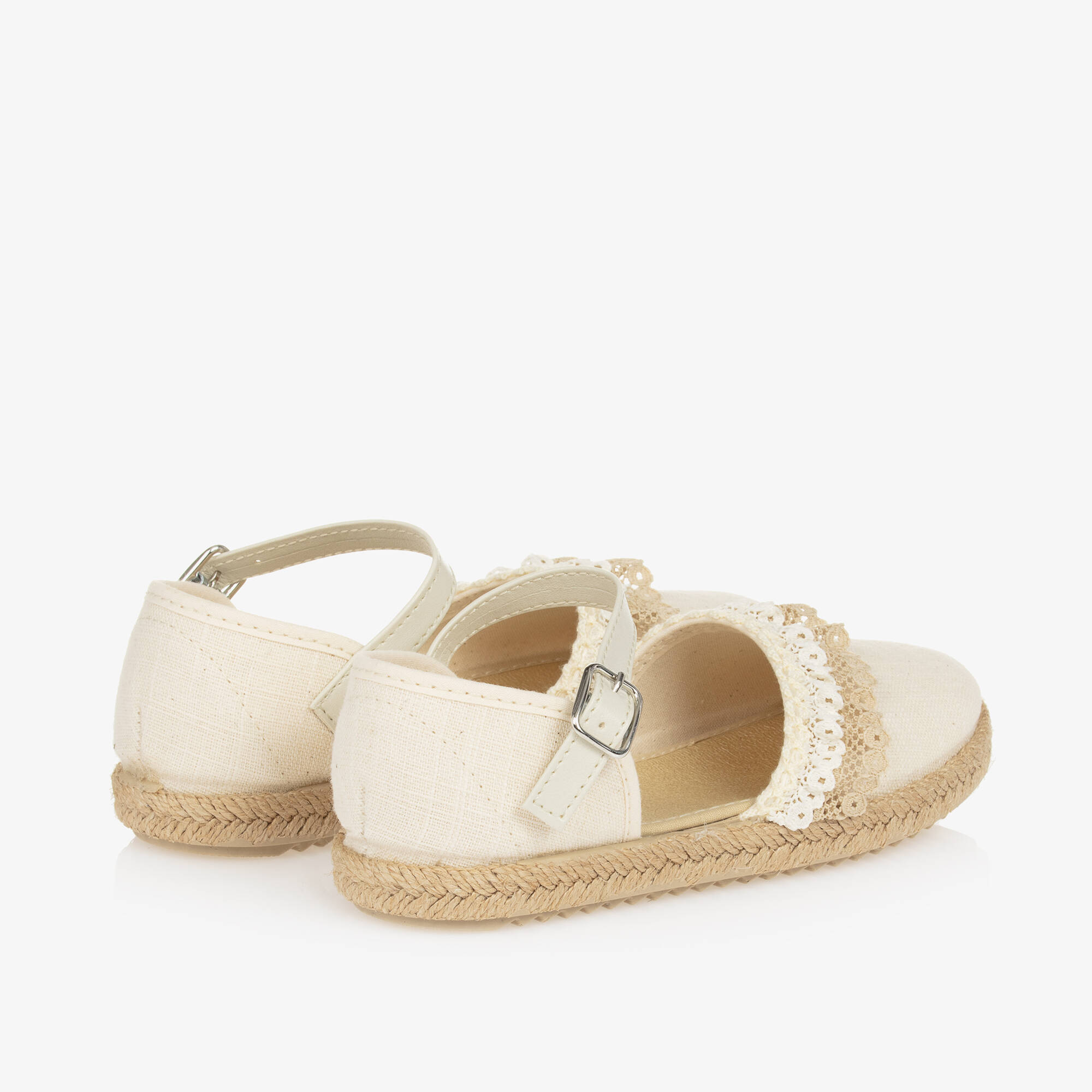 Pisamonas - Girls Beige Lacy Espadrilles | Childrensalon
