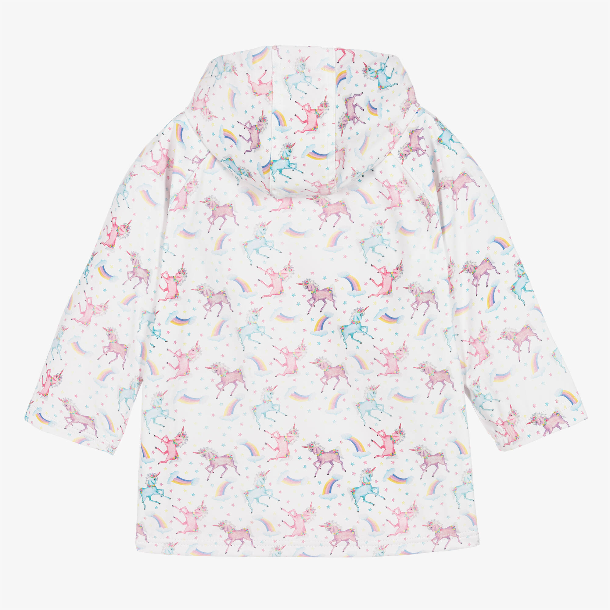 Powell Craft - Girls White Unicorn Print Raincoat | Childrensalon