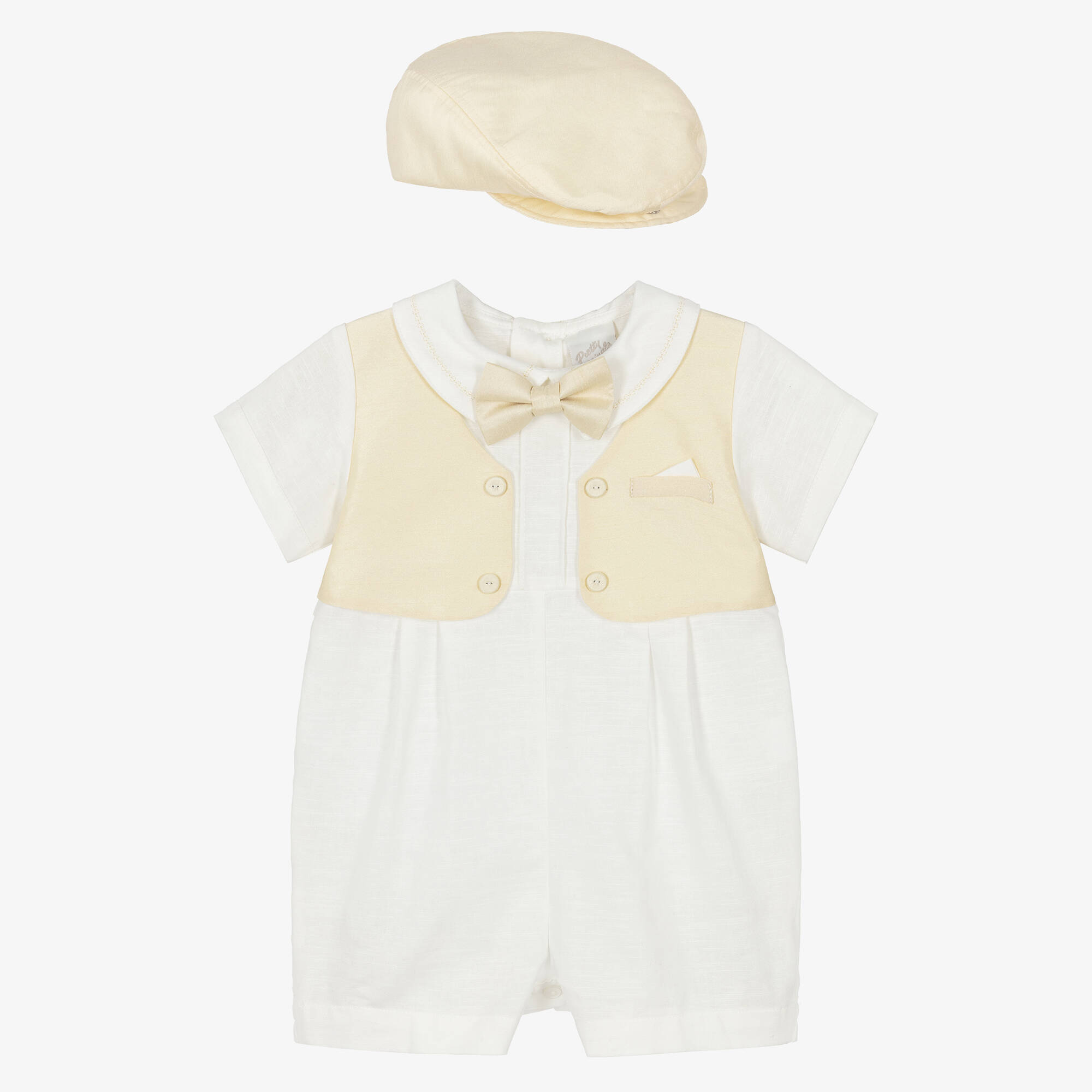 Pretty Originals - Baby Boys Ivory & Beige Shortie & Hat Set ...