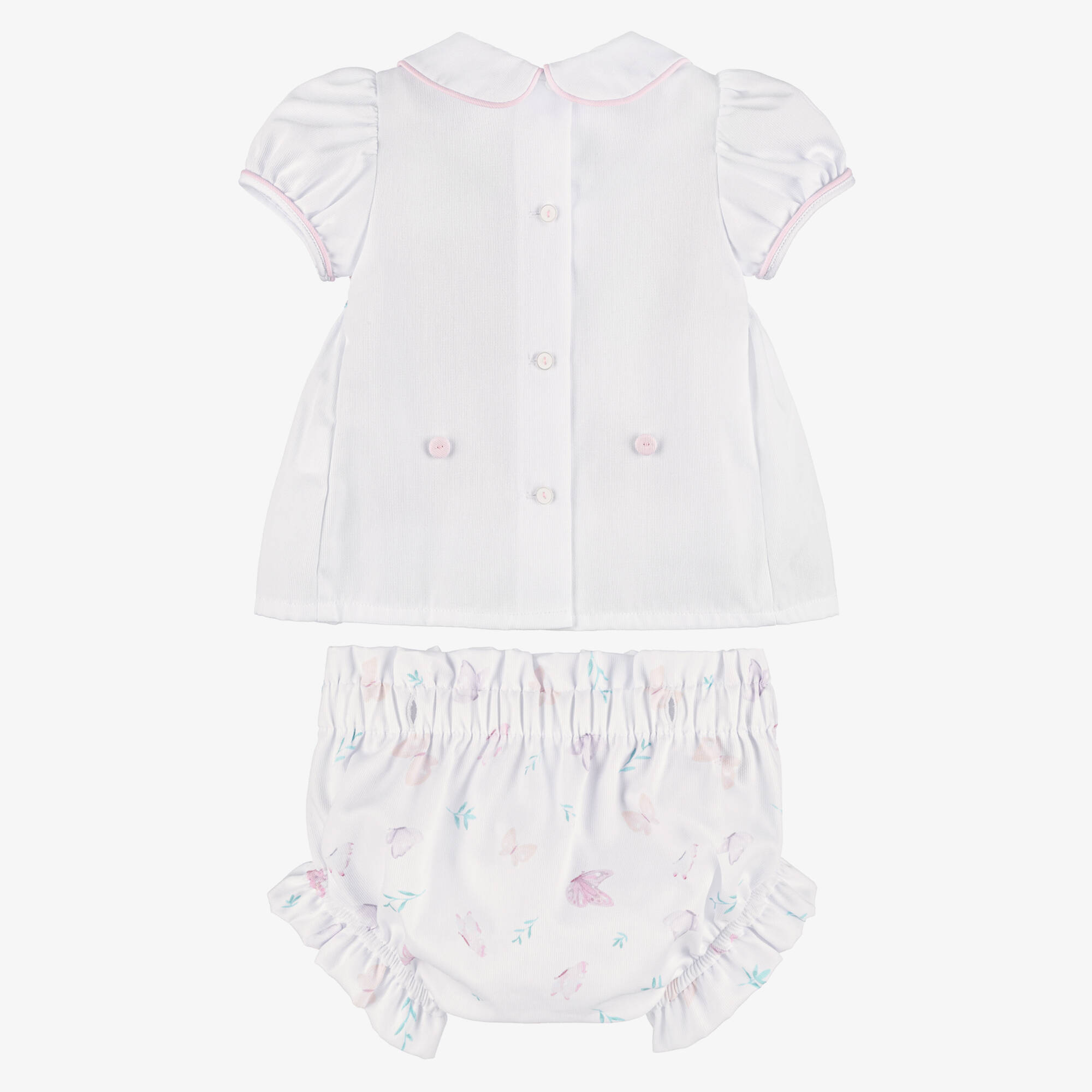 Pretty Originals - Girls White Hand-Smocked Buster Suit | Childrensalon