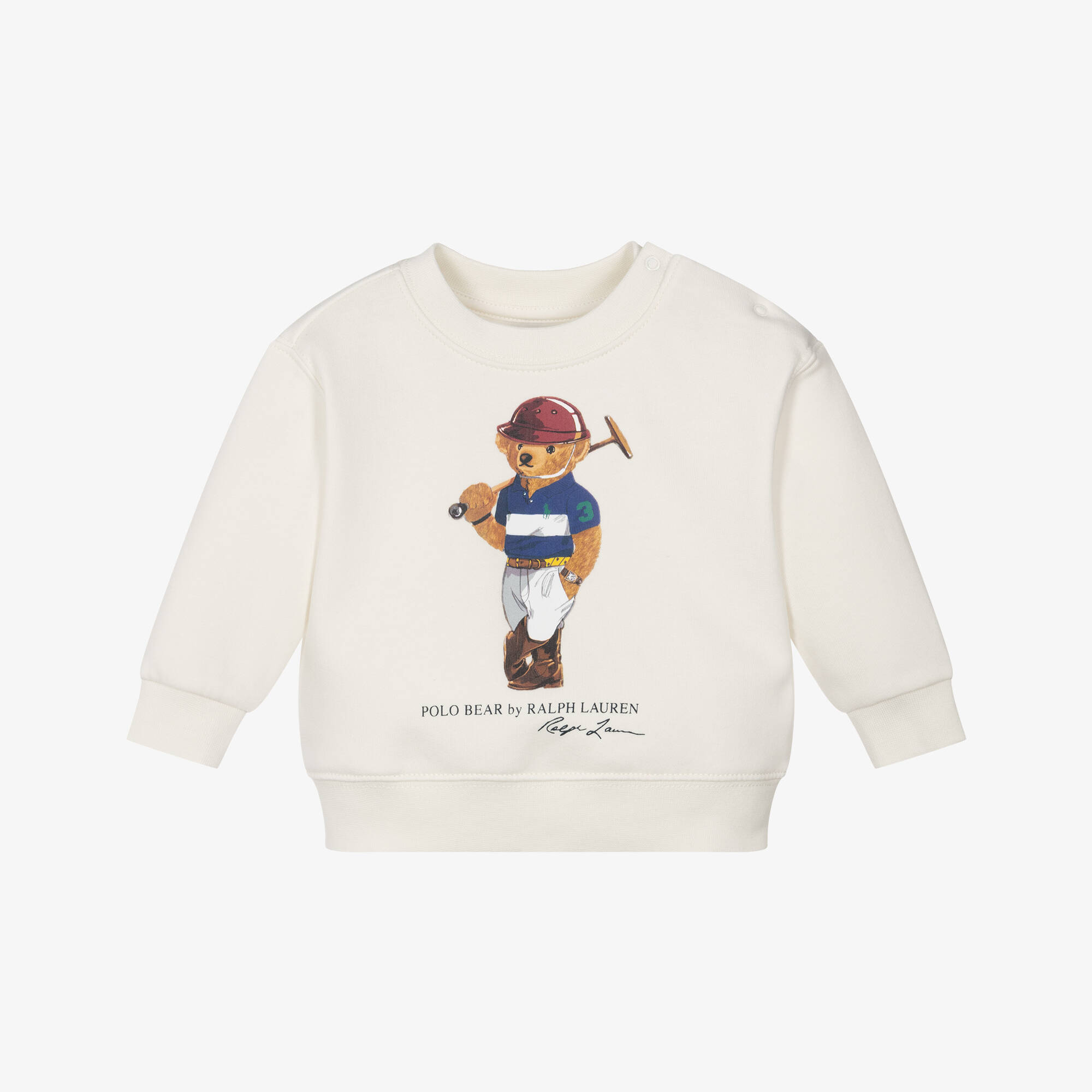 Ralph Lauren - Baby Boys White Jersey Sweatshirt with Polo Bear Motif ...