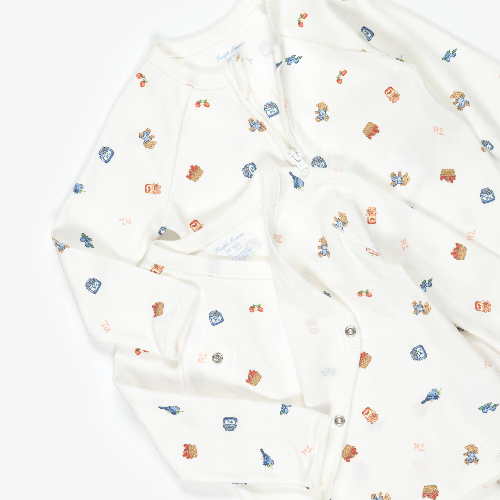 Ralph Lauren - Girls Cotton Babysuit Set with Polo Bears & Berry Prints ...