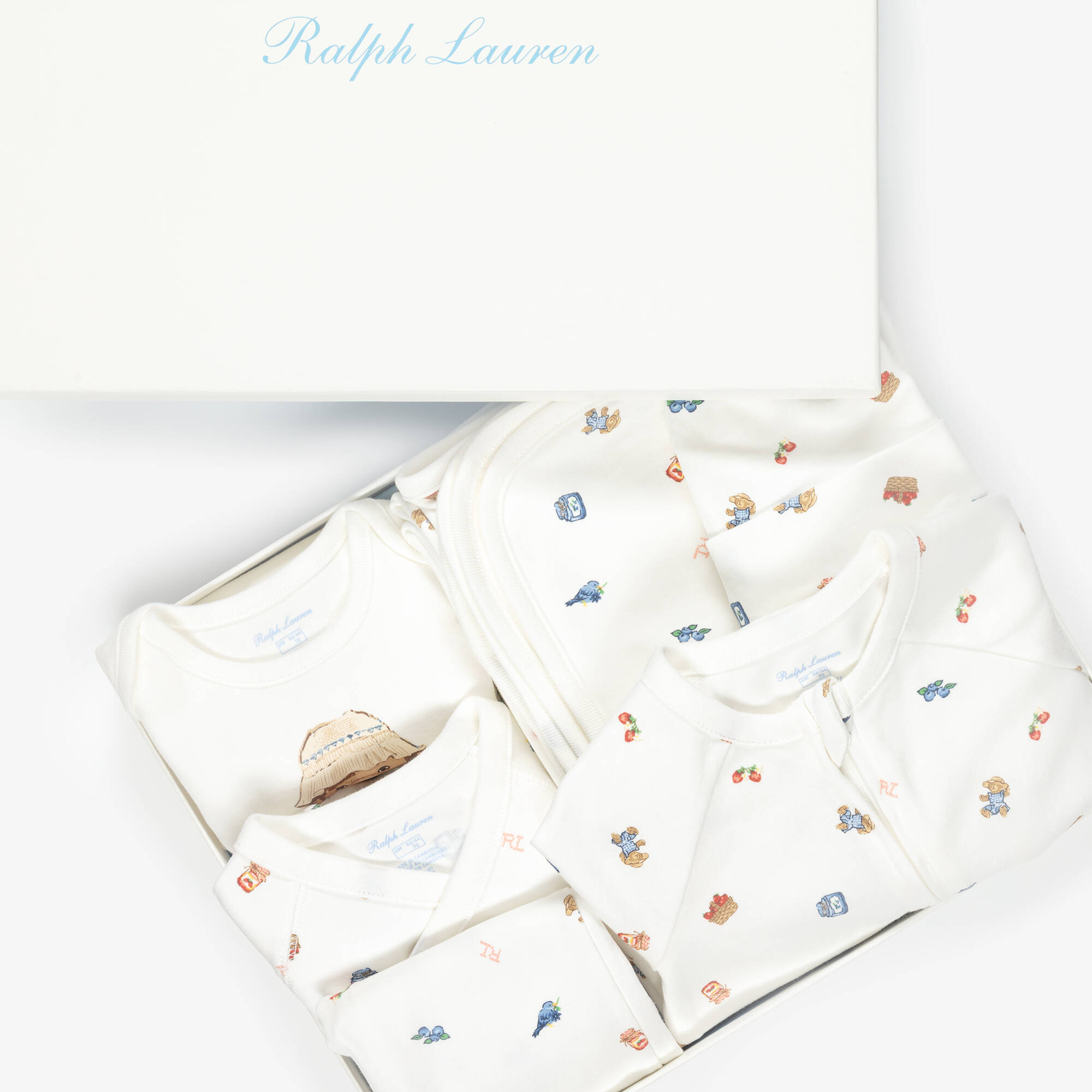 Ralph Lauren - Girls Cotton Babysuit Set with Polo Bears & Berry Prints ...