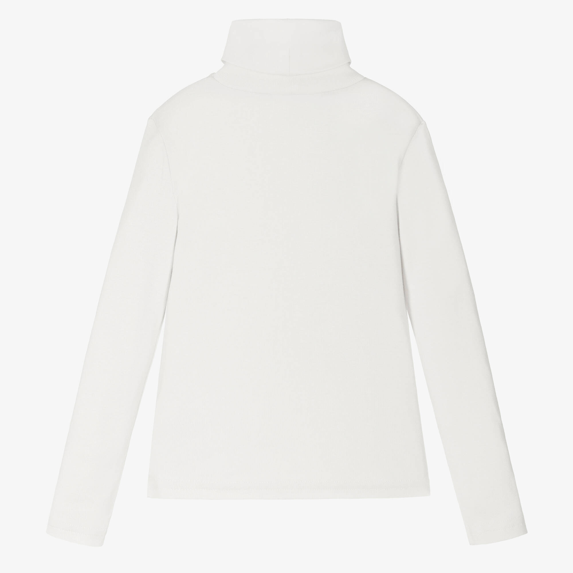 Ralph Lauren - Girls White Cotton Roll Neck | Childrensalon