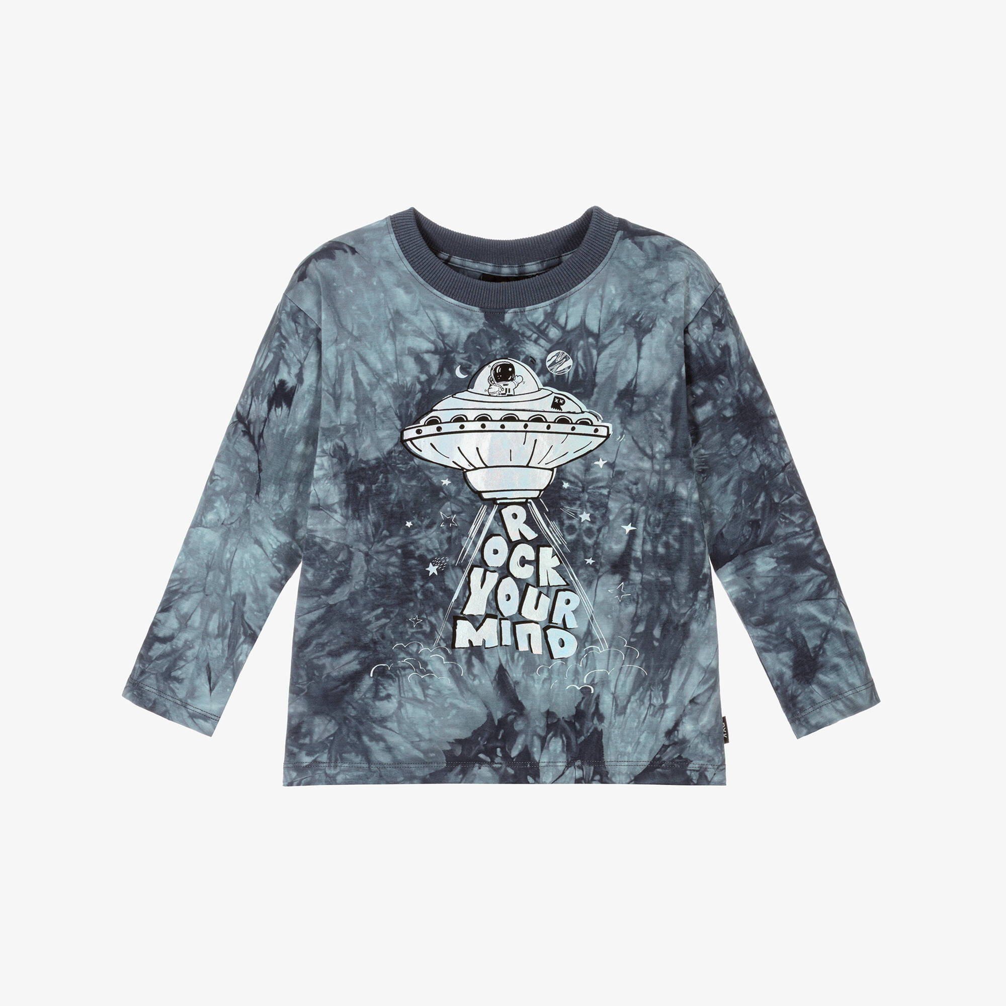 Rock Your Baby - Boys Grey Cotton Tie-Dye Top with Silver UFO ...