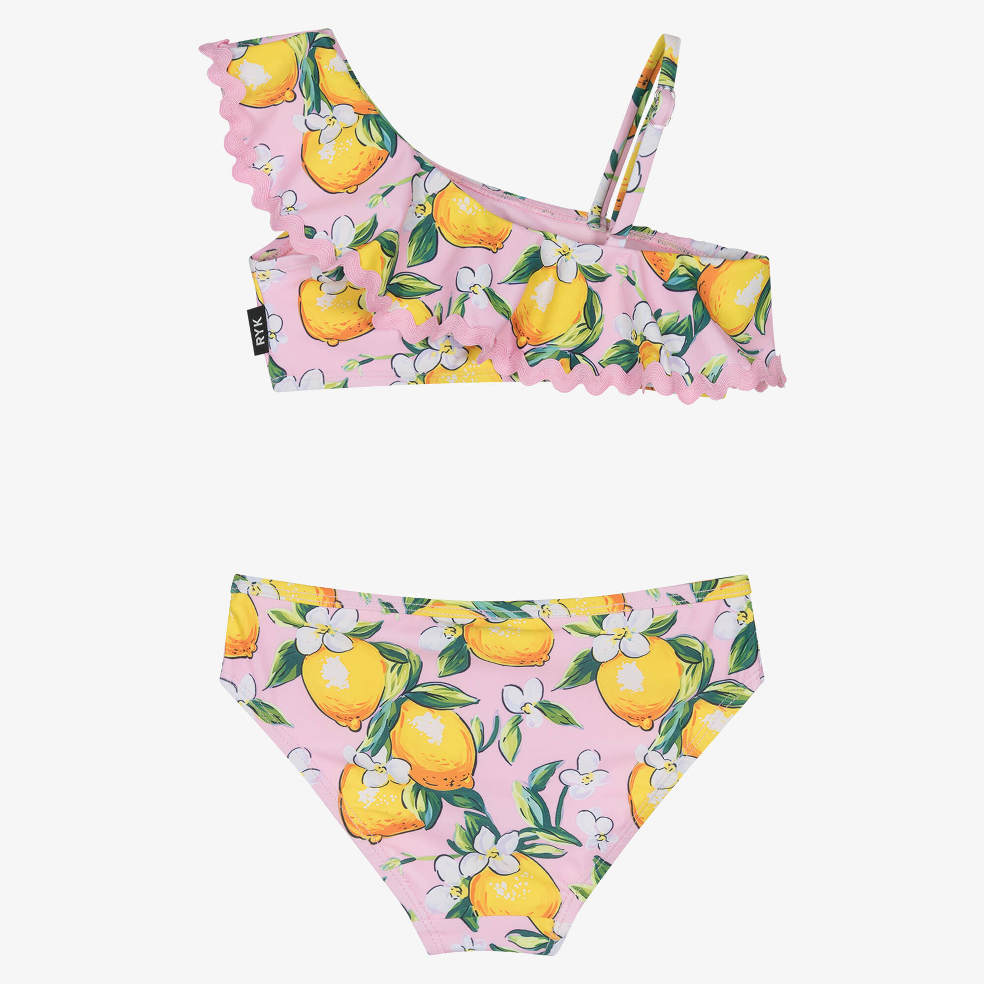 Rock Your Baby - Girls Pink Lemon Resort Ruffle Bikini | Childrensalon