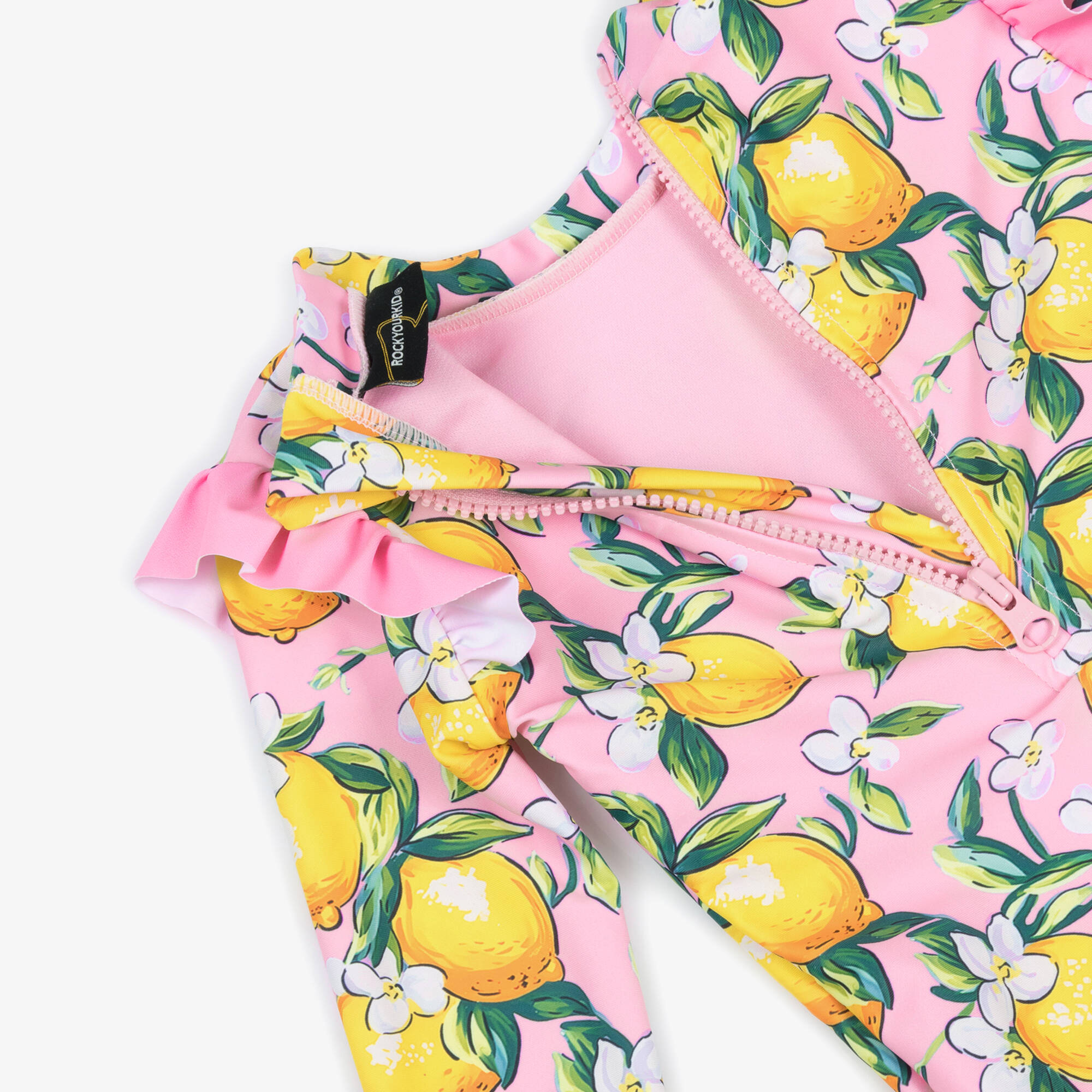 Rock Your Baby - Girls Pink Lemon Resort Swimsuit (UPF50+) | Childrensalon
