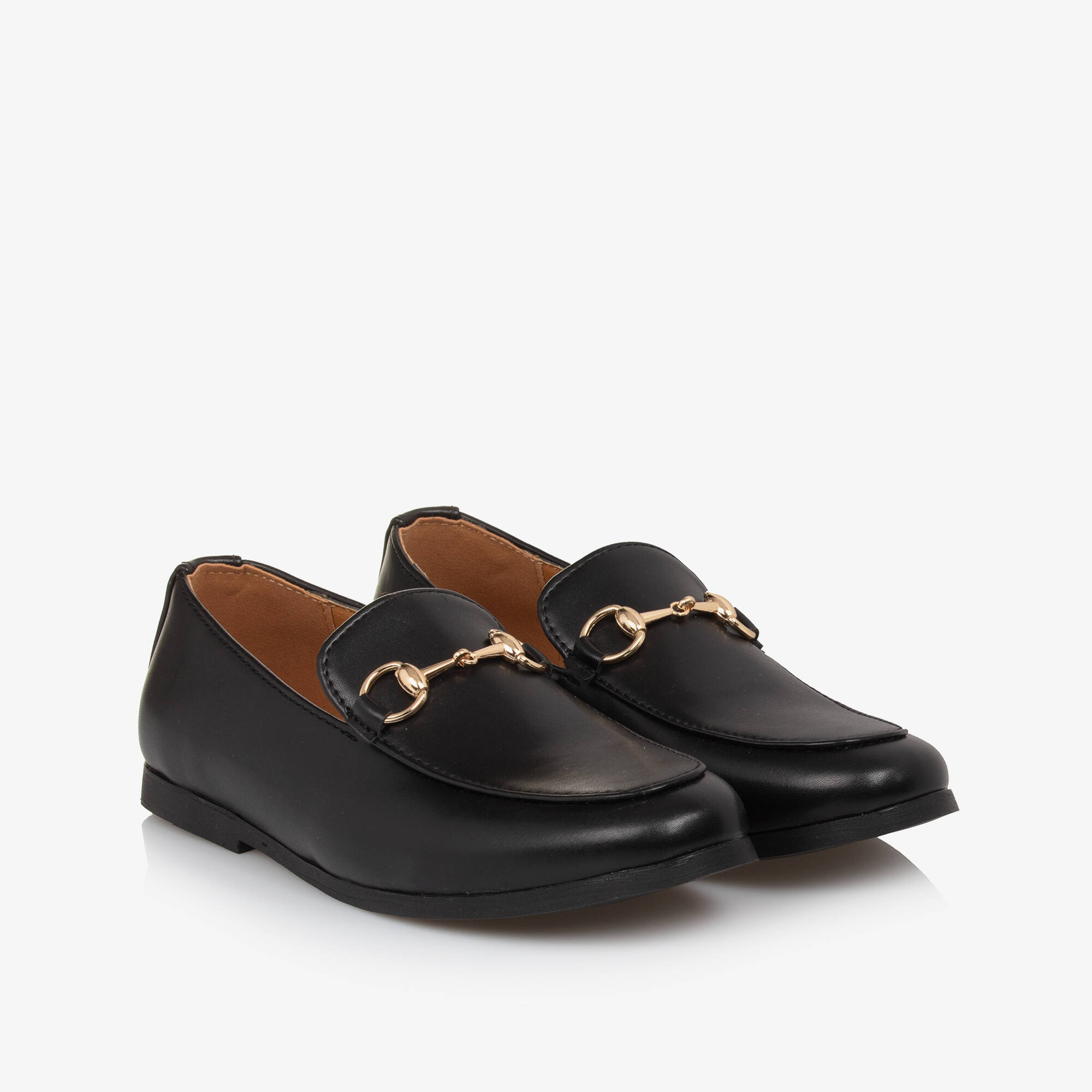 Sevva - Boys Black Faux Leather Horsebit Loafers | Childrensalon