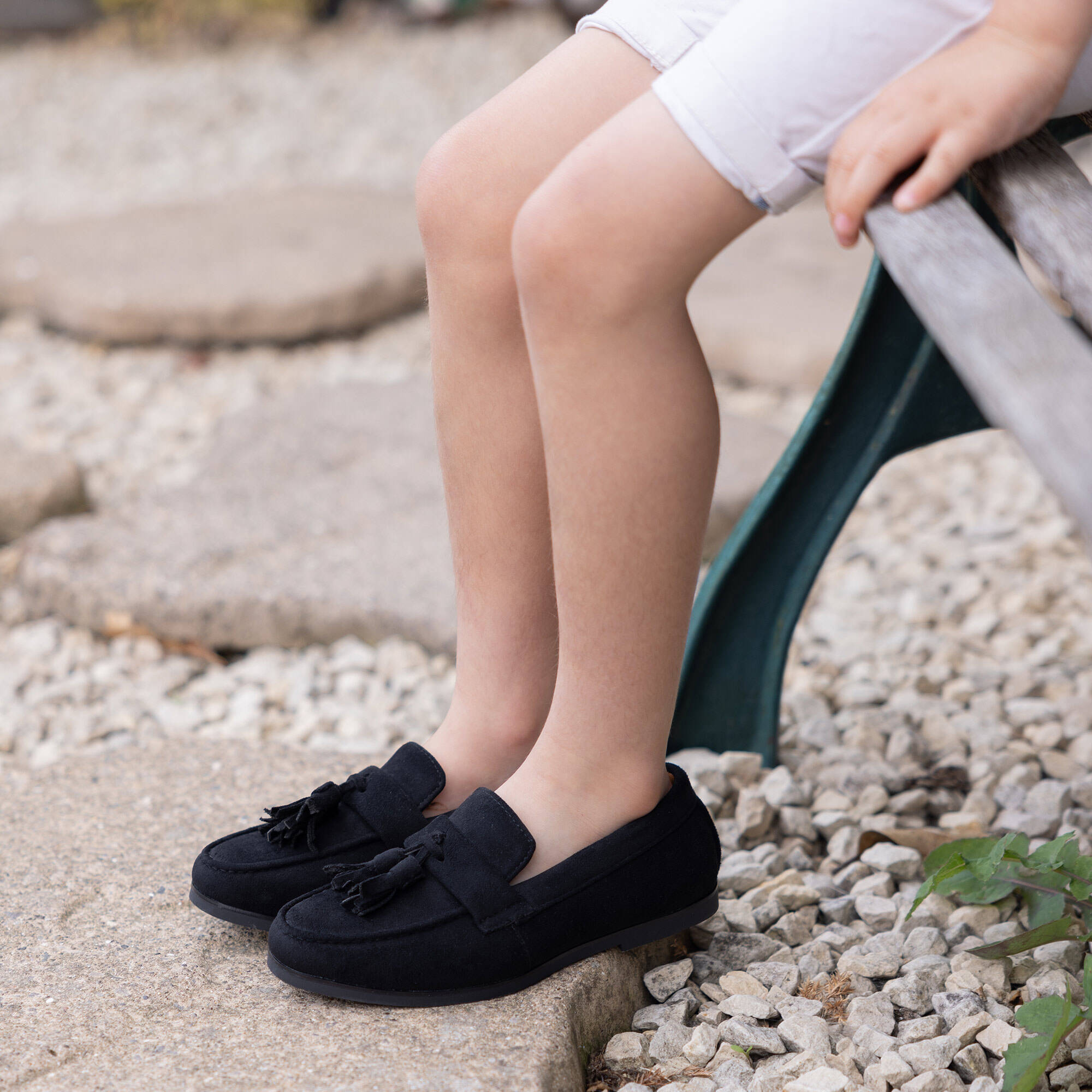 Sevva - Boys Black Faux Suede Leather Tassel Loafers | Childrensalon