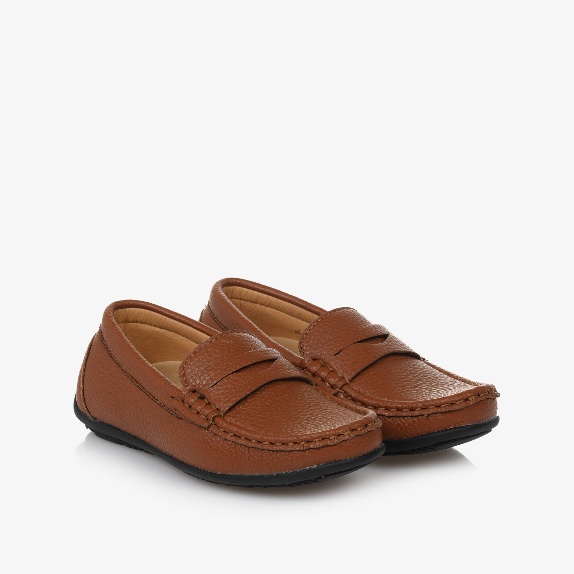 Sevva - Boys Brown Faux Leather Loafers | Childrensalon