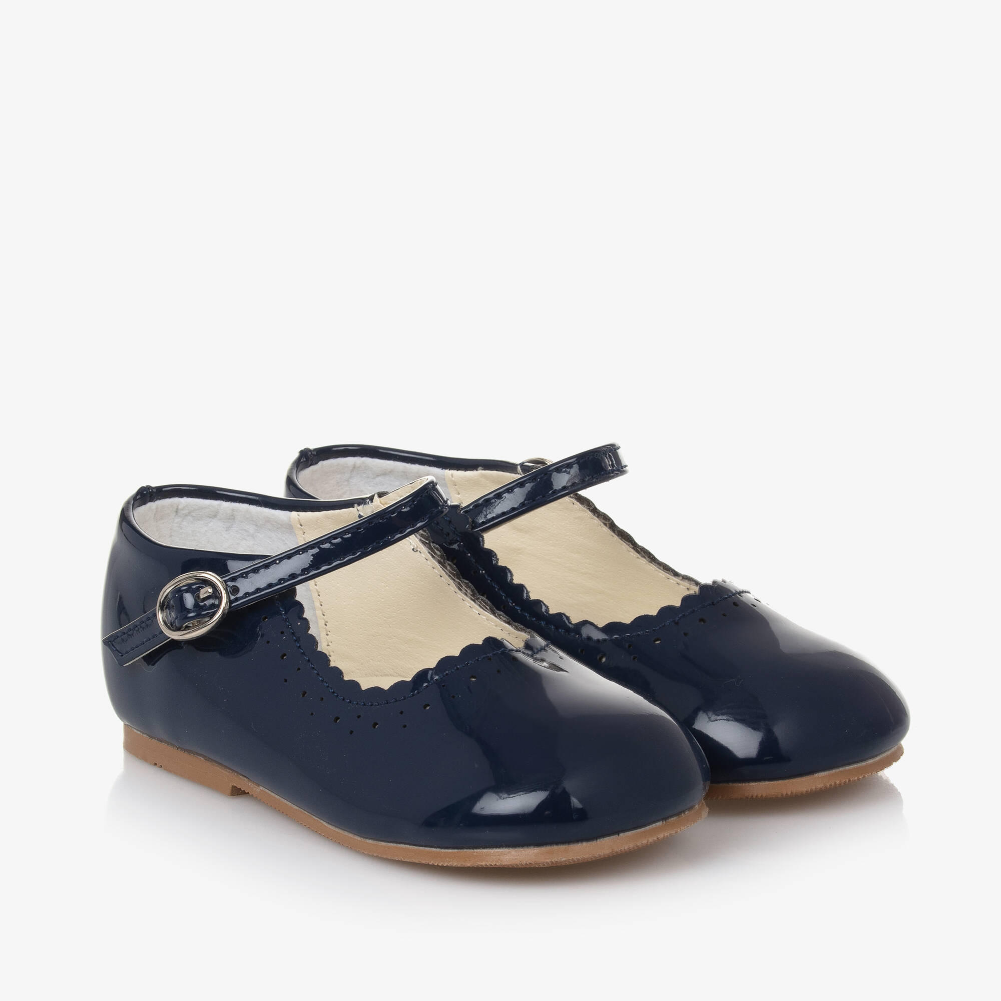 Sevva - Girls Blue Faux Patent Leather Shoes | Childrensalon