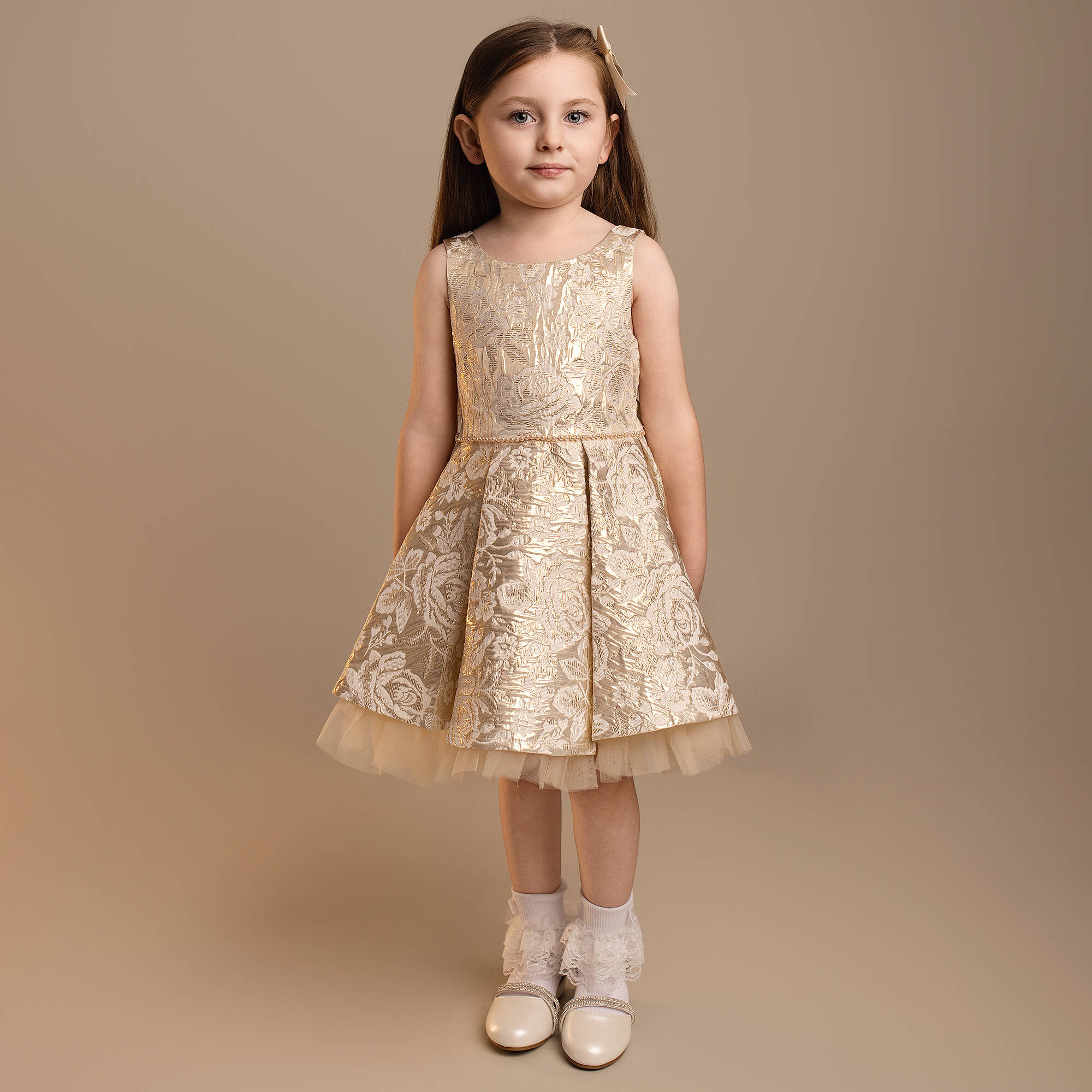 Sevva - Girls Gold Brocade Dress Set | Childrensalon
