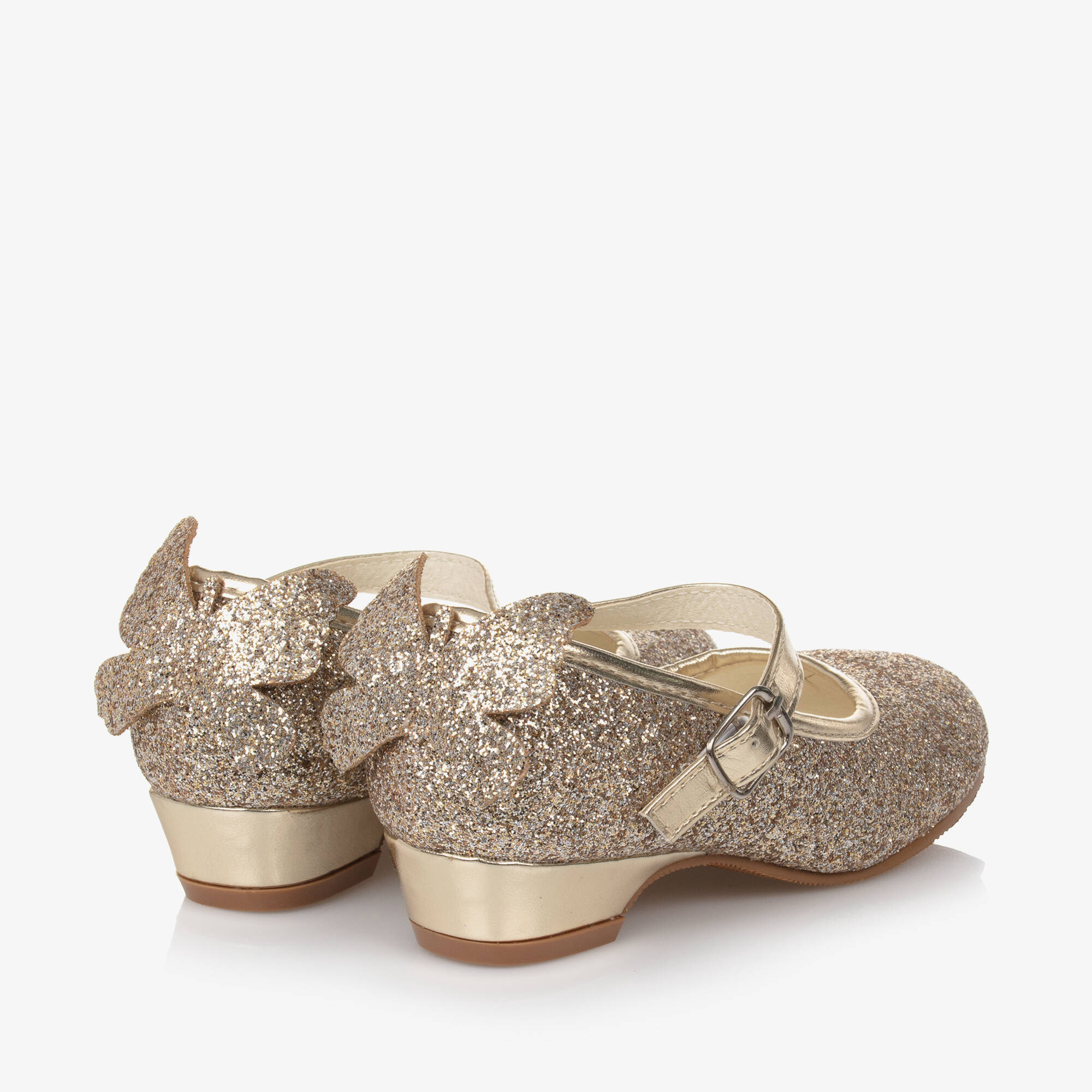 Sevva - Girls Gold Glitter Butterfly Shoes | Childrensalon