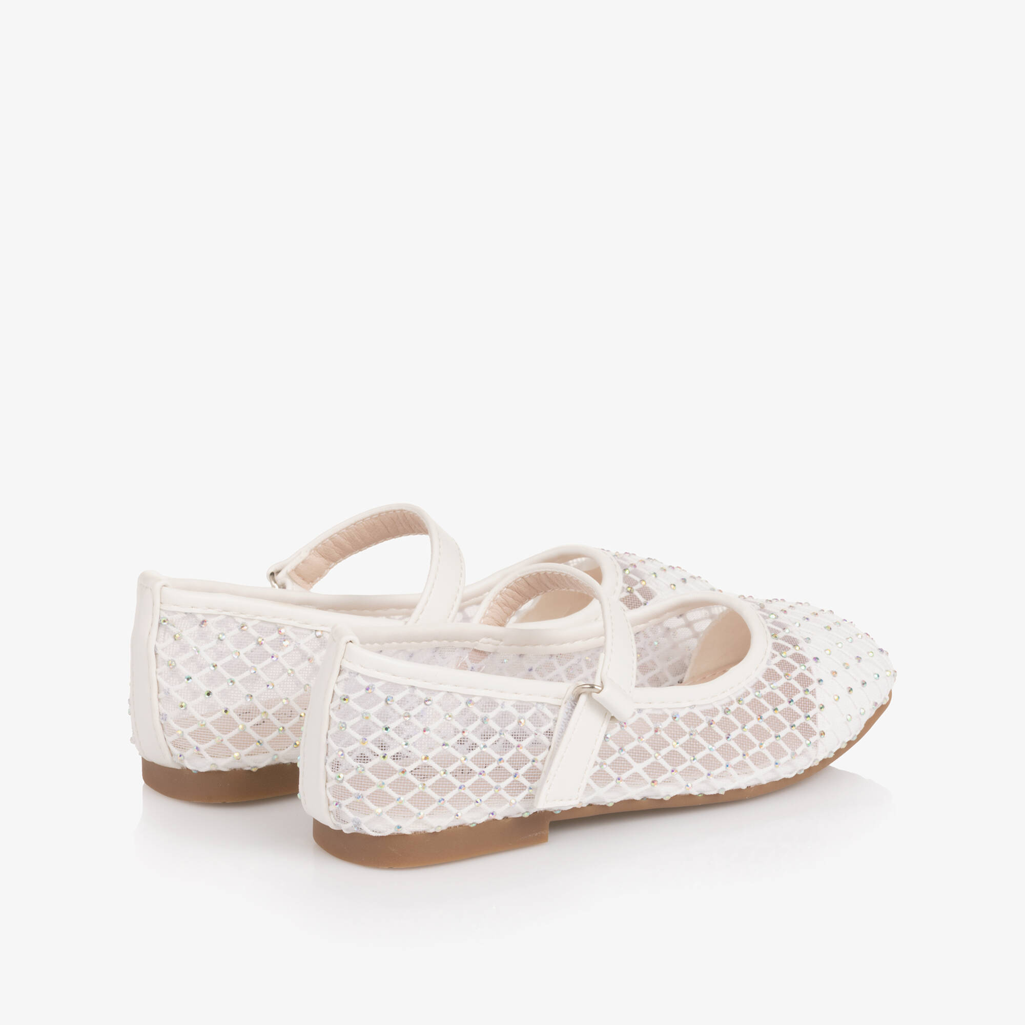 Sevva - Girls Ivory Diamanté Mesh Shoes | Childrensalon