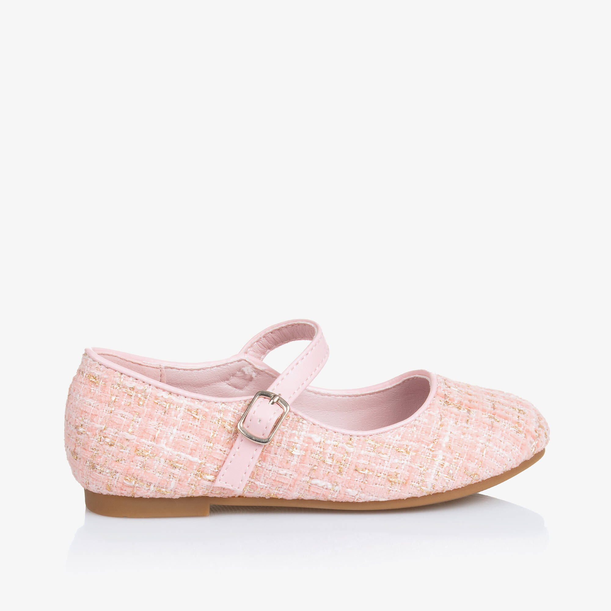 Sevva - Girls Pink & Gold Tweed Shoes | Childrensalon