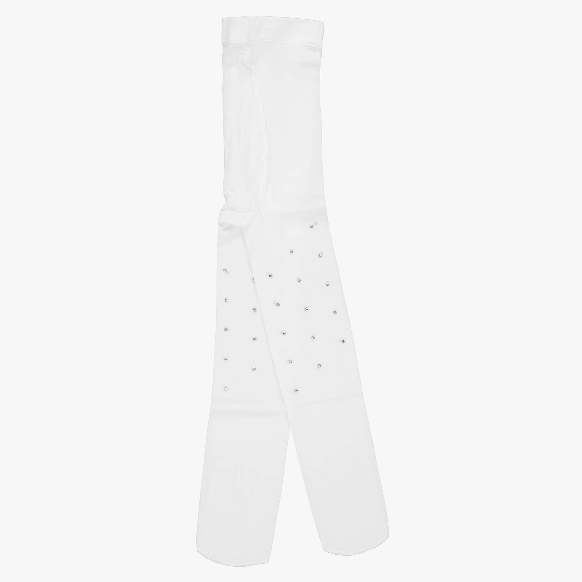 Sevva - Girls White Diamanté Tights | Childrensalon